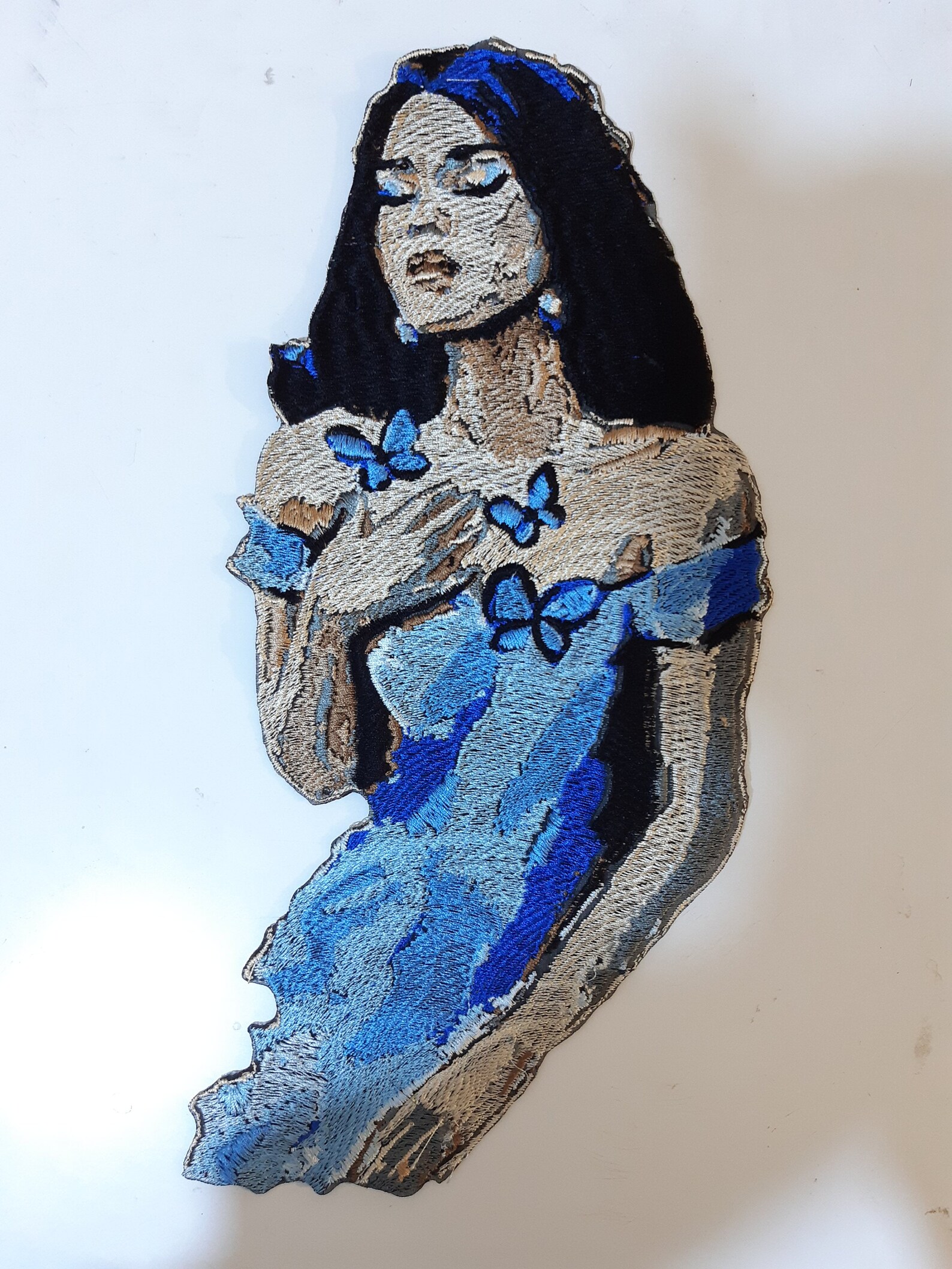 Moks298p designer patch blue patch girl and butterflies | Etsy