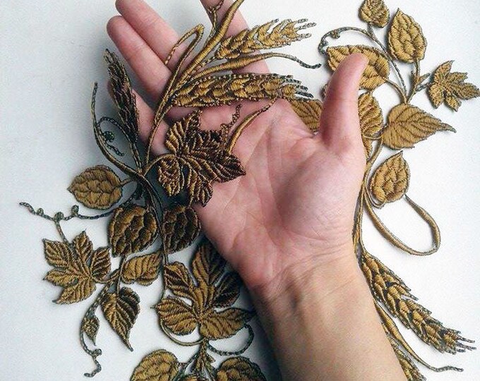 Moks75p 2 Pieces Set Spikelets, Hops, Birch Embroidered Patches - Etsy