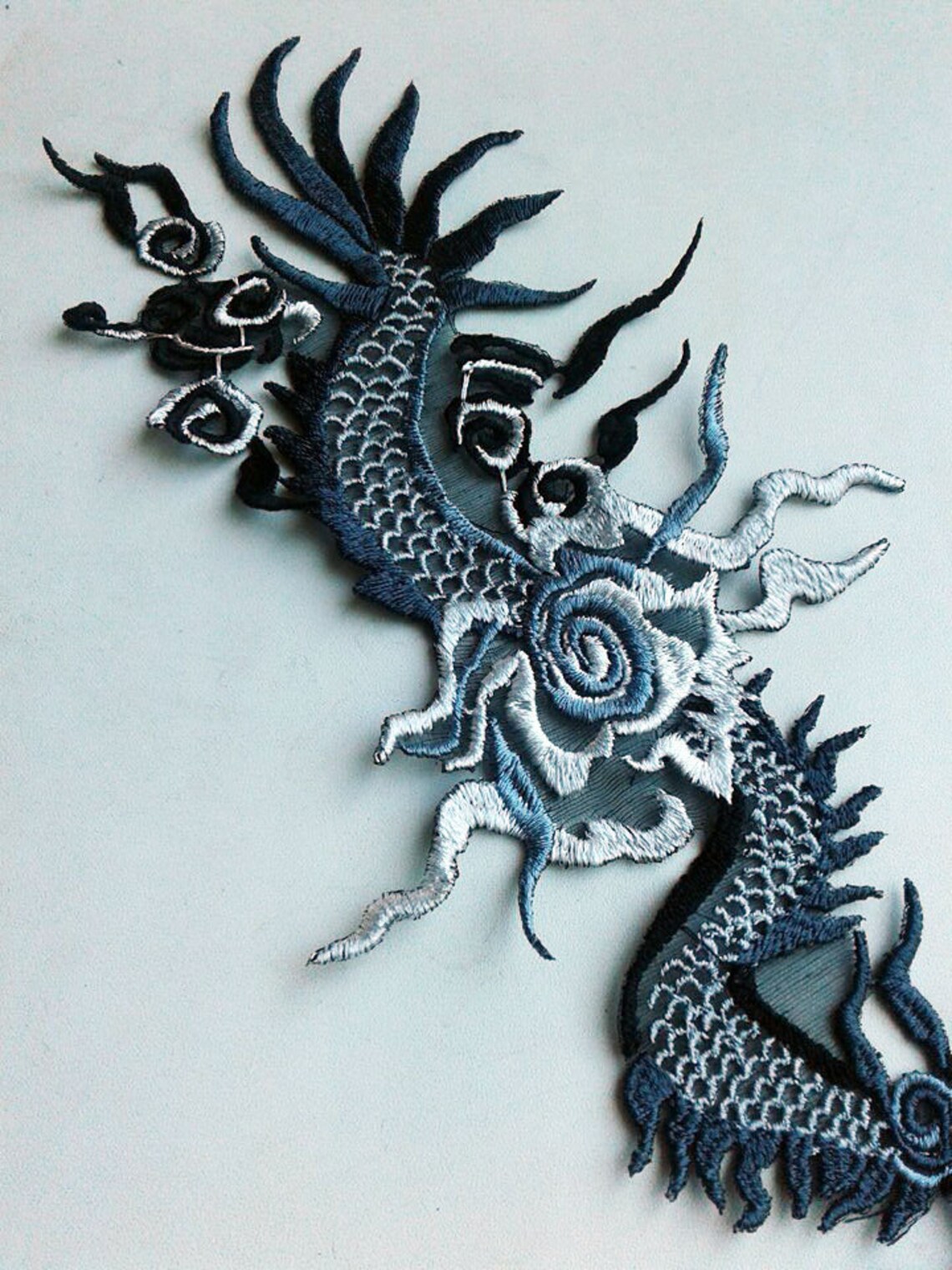 Moks92p Gray Dragon Embroidered Patch - Etsy