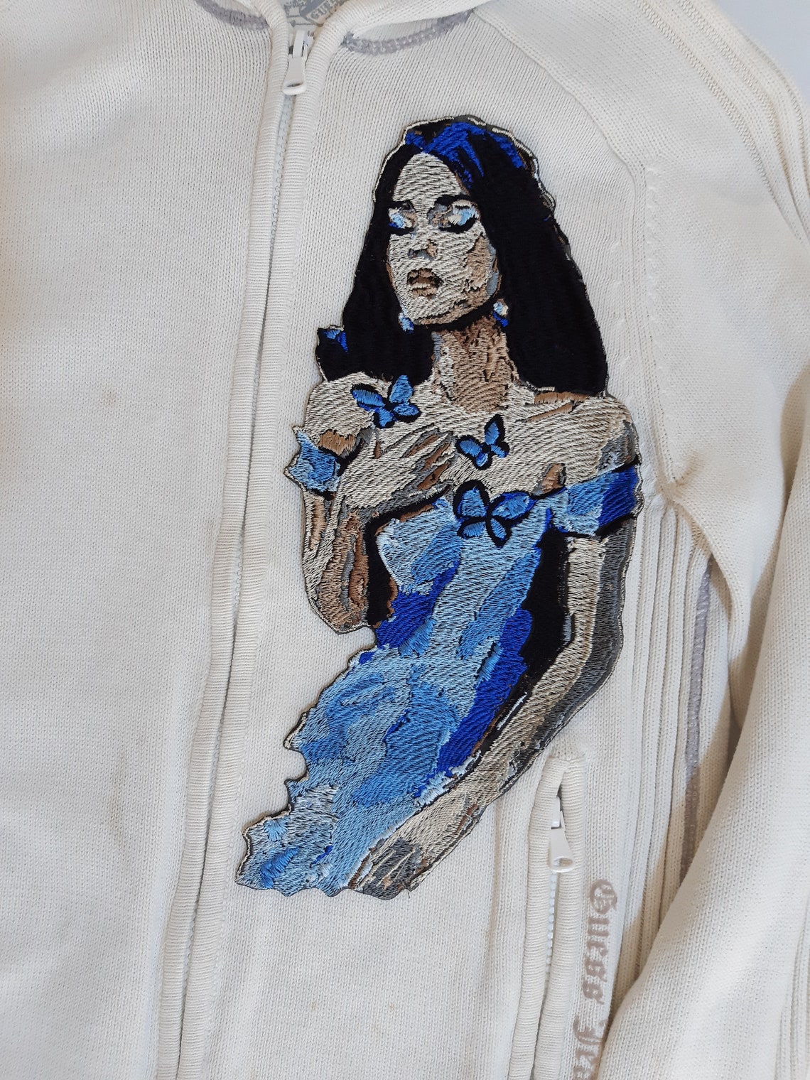 Moks298p designer patch blue patch girl and butterflies | Etsy