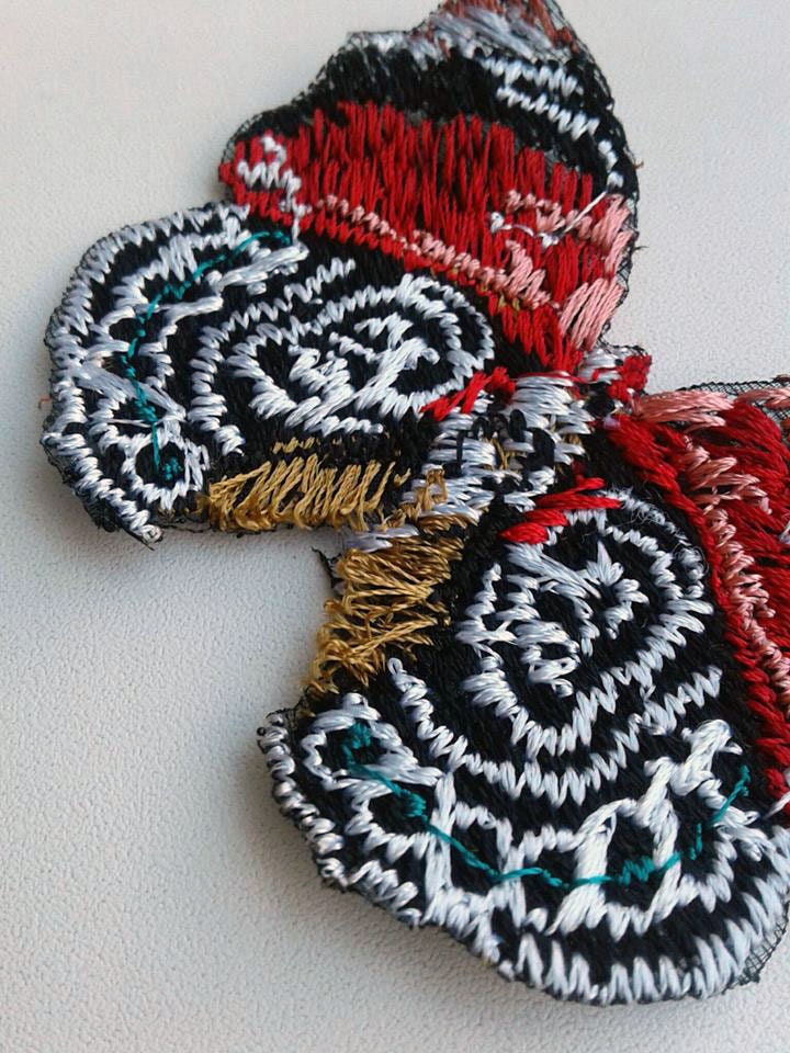 Moks106(p) Set 4 Pieces Butterfly 88 Diaethria Anna Insect Embroidered ...