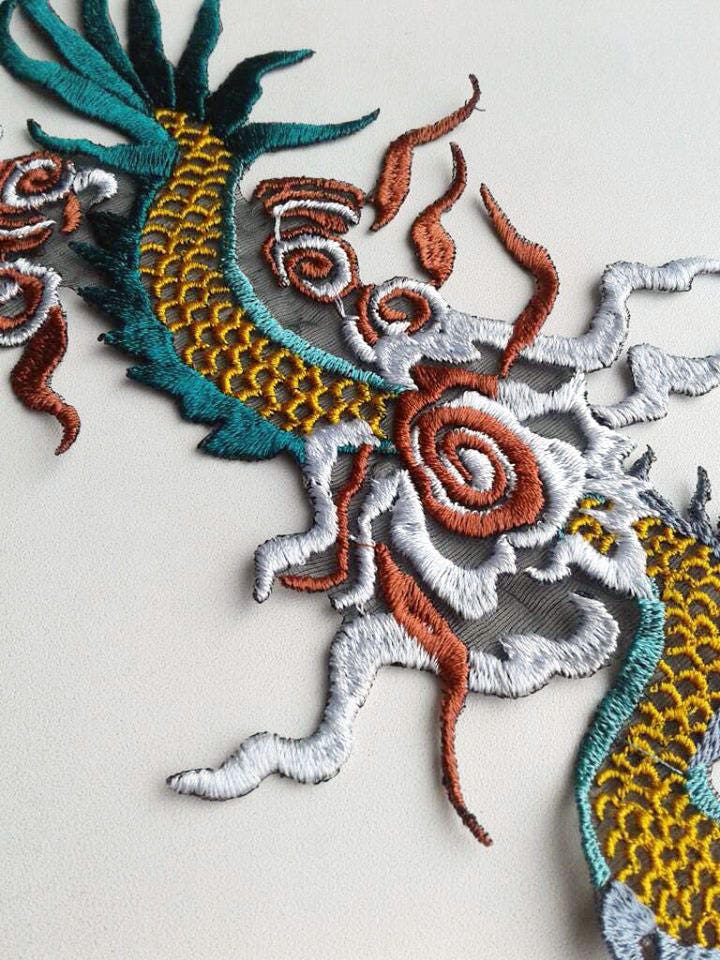 Moks97p Dragon Embroidered Patches | Etsy