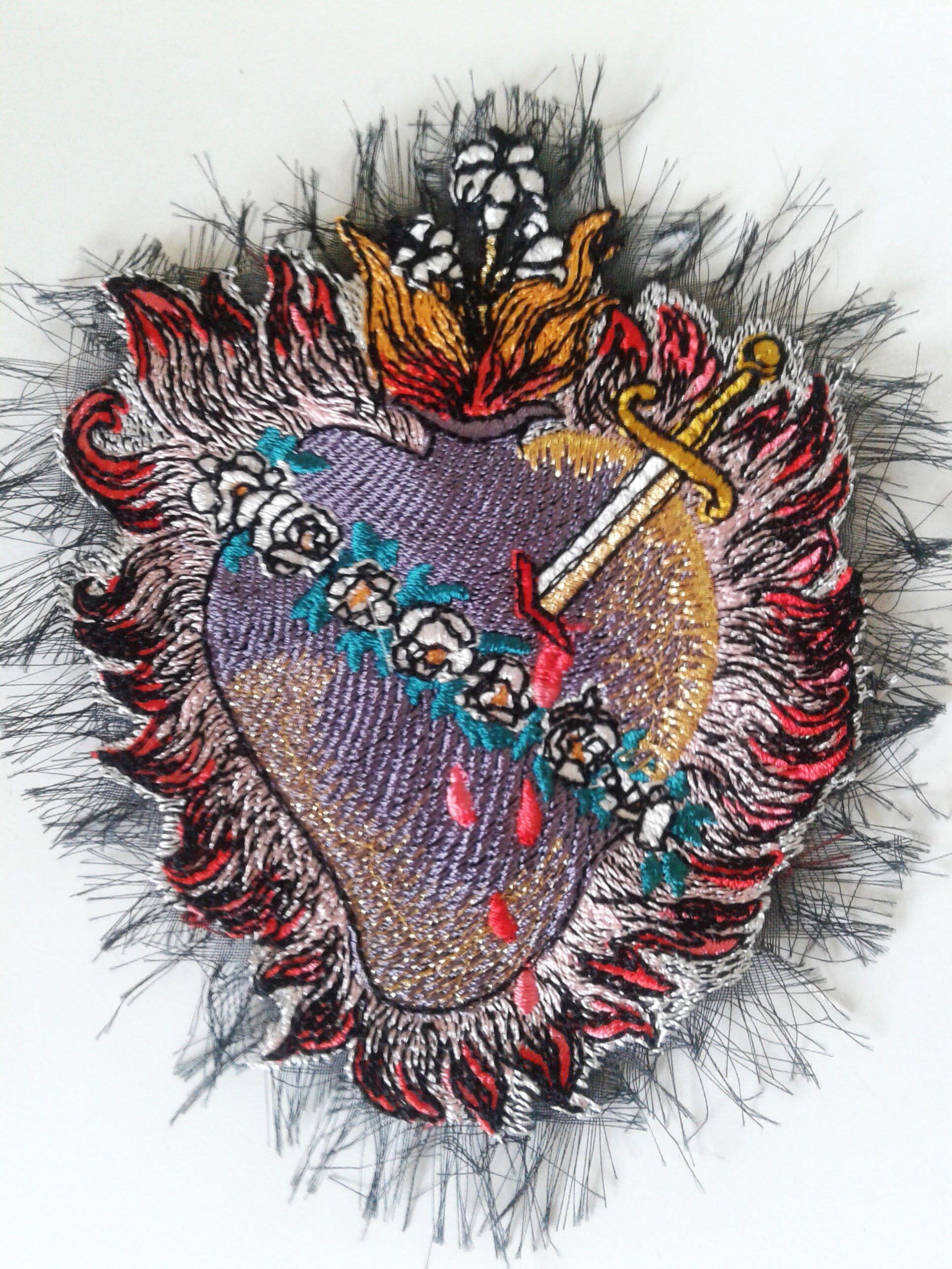 Moks179p Flower patches Sacred Heart milagro Embroidered | Etsy