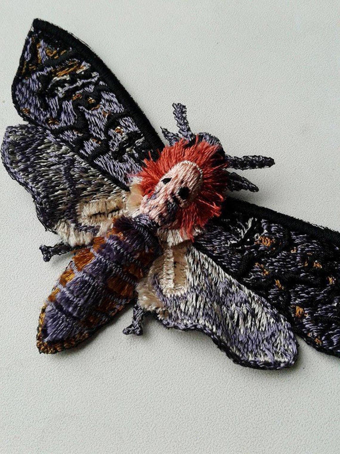 Moks58p Deathhead Moth Insect Embroidered Patch Hawkmoth - Etsy