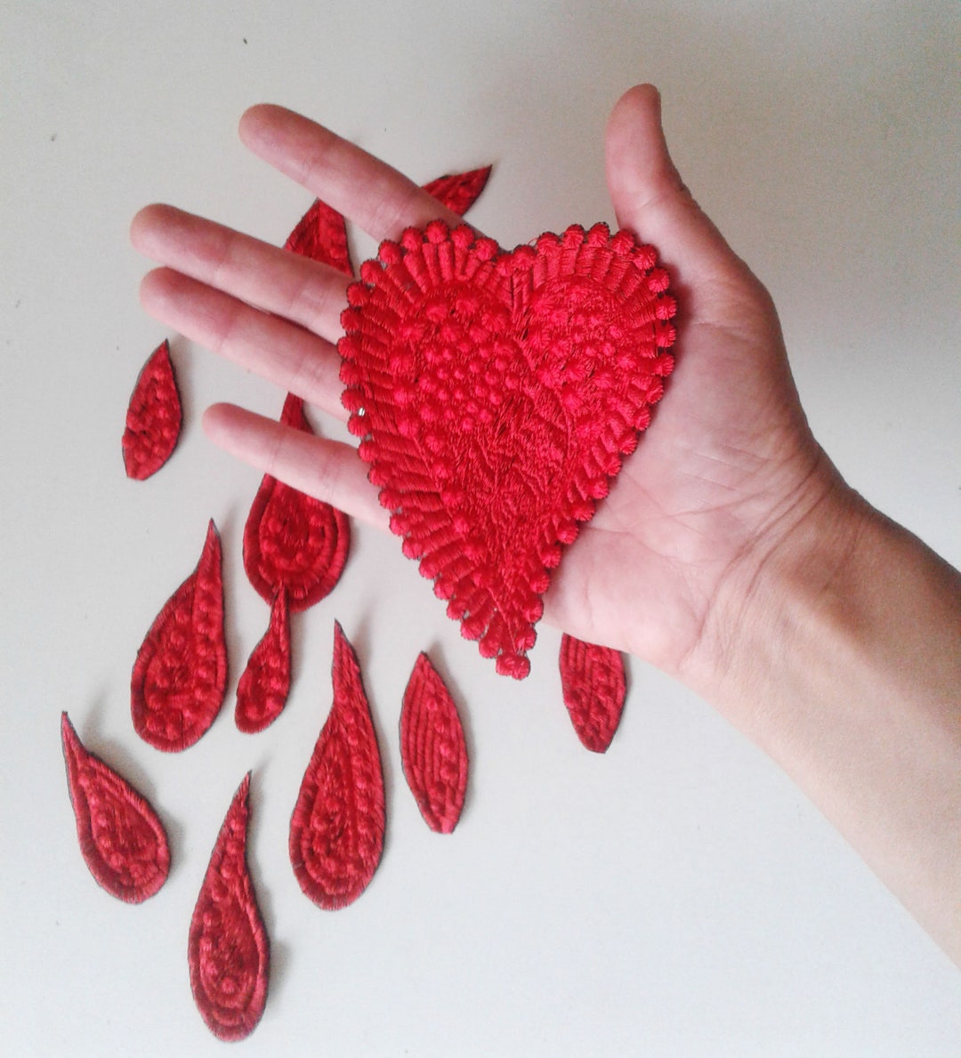 Moks217(p) Set Heart and Blood Drops Embroidered Patches - Etsy