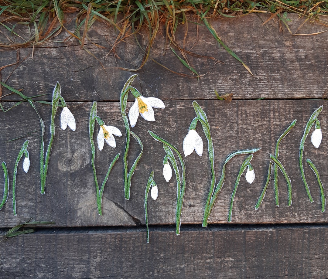 Moks607 Set Flower Patch, Snowdrop Spring Flower Embroidery Patch - Etsy