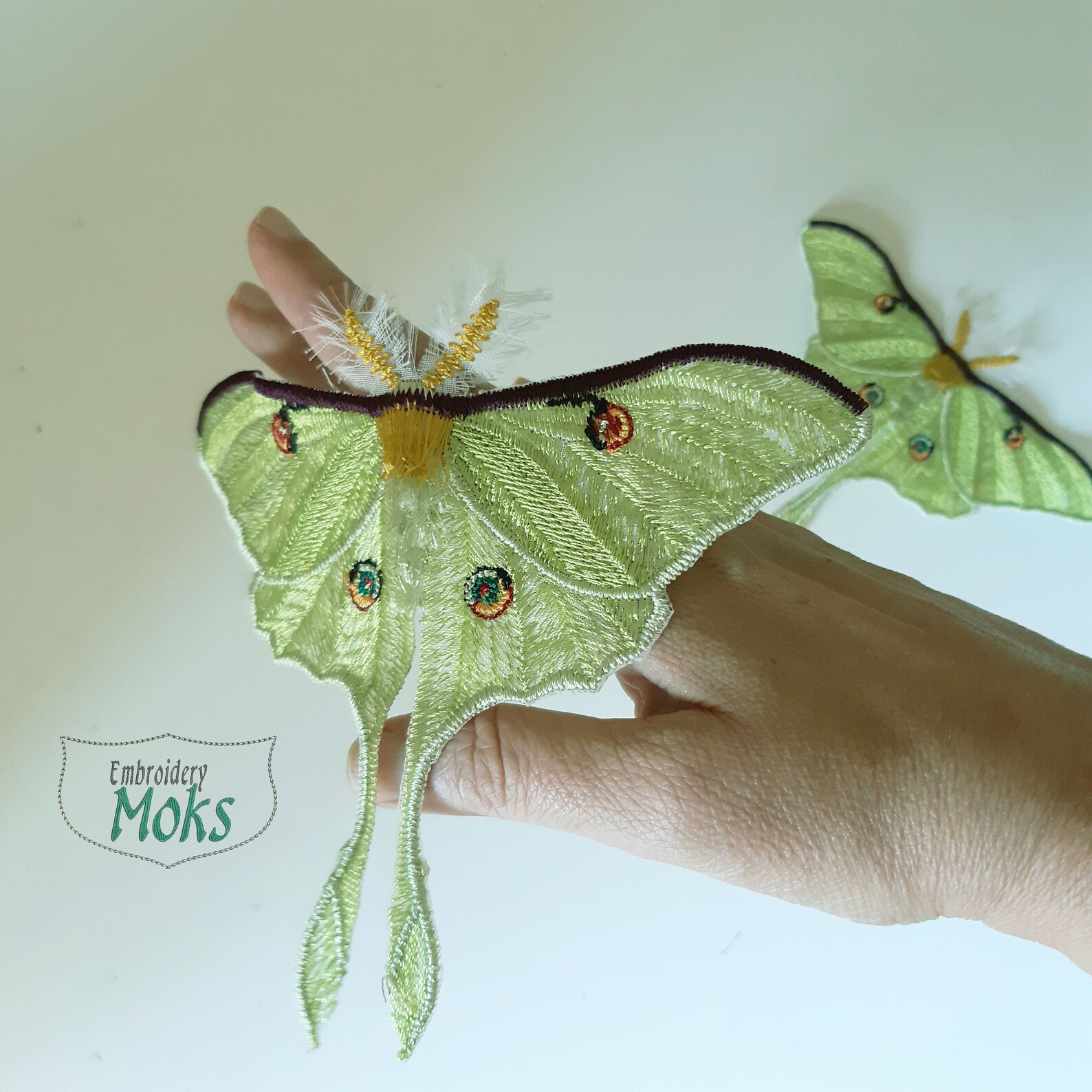 Moks373p Luna Moth Embroidery Patch Insect Entomology | Etsy