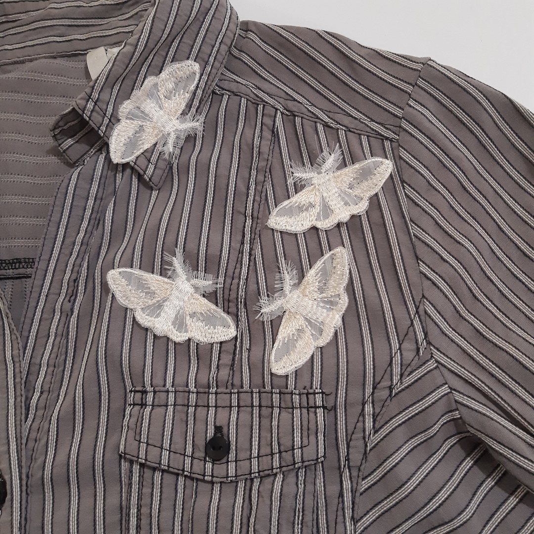 Moks446 Set 4 Pcs Moth Patch, White Moth, Butterflie Patch, Embroidered ...