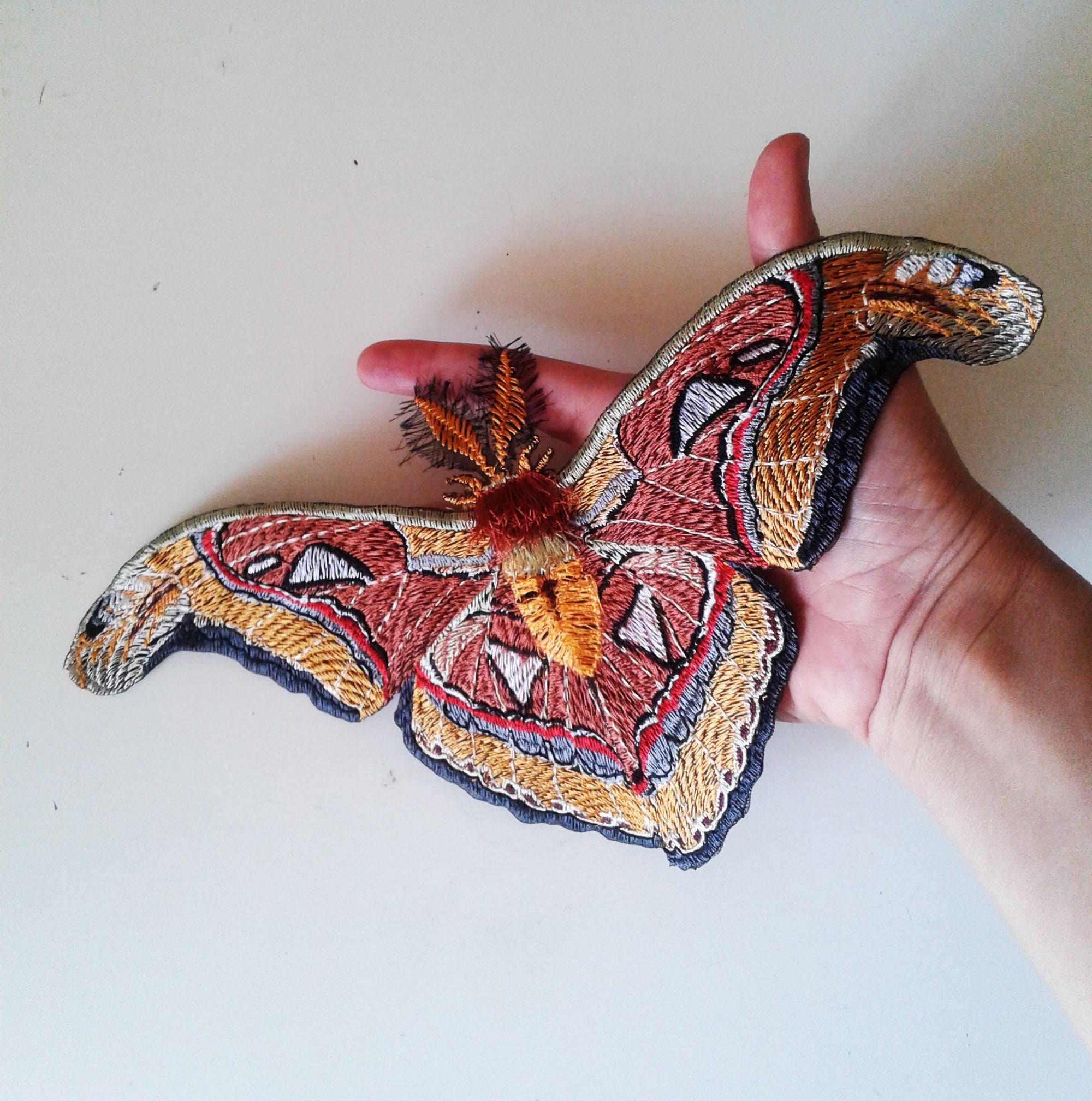 Moks220p Large Embroidered Patch Atlas Moth - Etsy UK