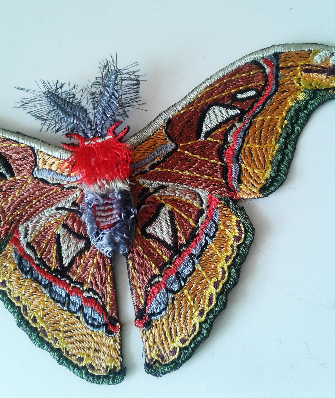 Moks218p atlas moth embroidered patch | Etsy