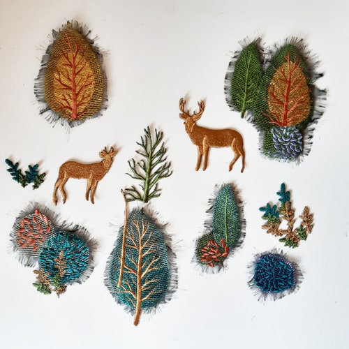 Moks158p Set Tree Branch Embroidered Patch | Etsy