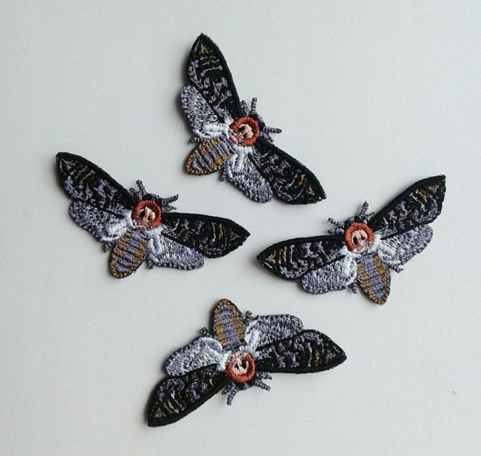 Moks130p Set of 4 Pieces Deathhead Moth Patch Embroidered | Etsy