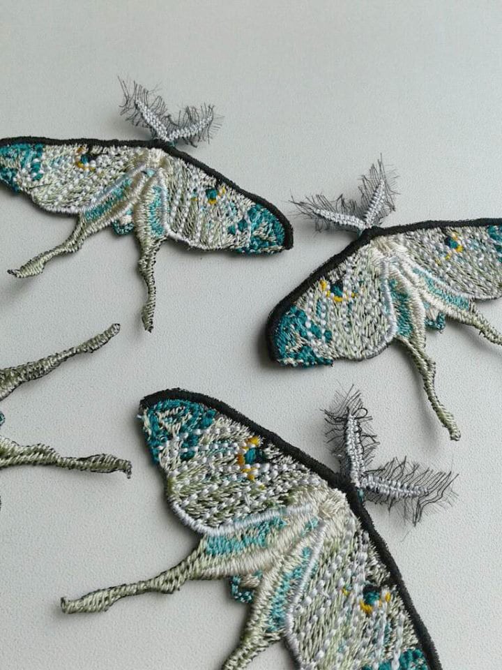 Moks128p Set of 4 Pieces Patch Luna Moth Wing Patch Insect - Etsy