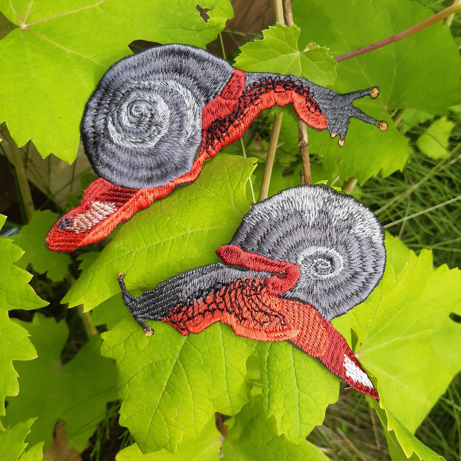 Moks483 two fire snail embroidery patch vampire snail shell | Etsy