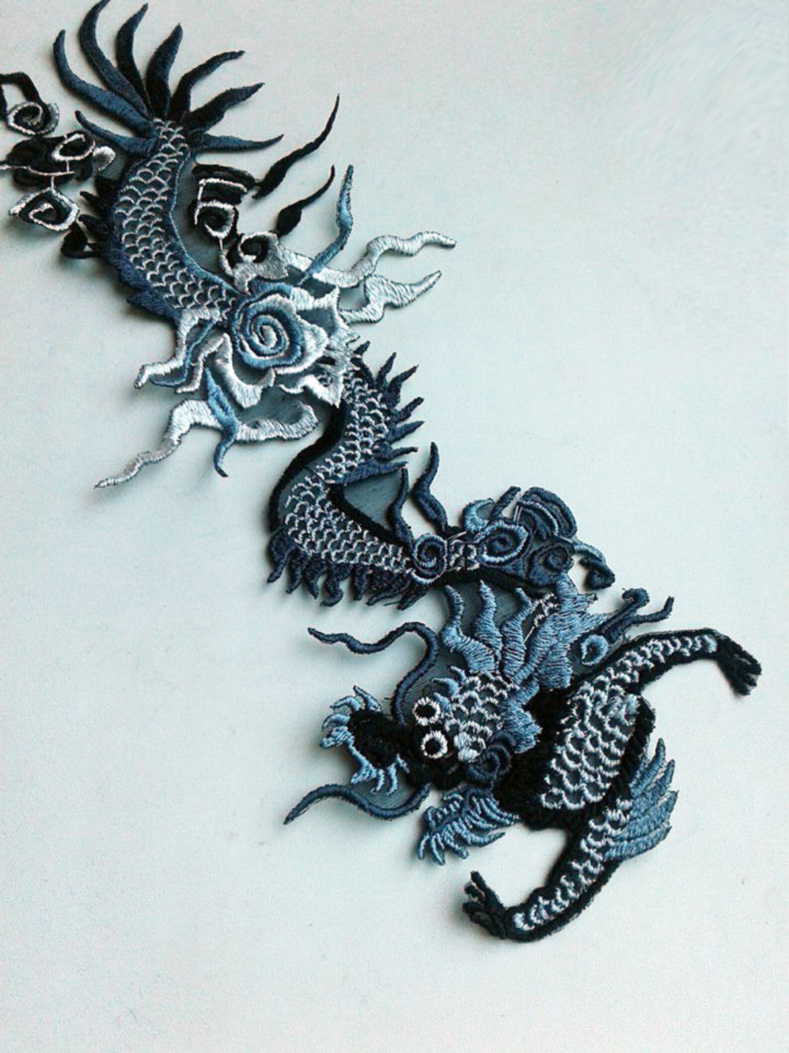 Moks92p Gray Dragon Embroidered Patch - Etsy