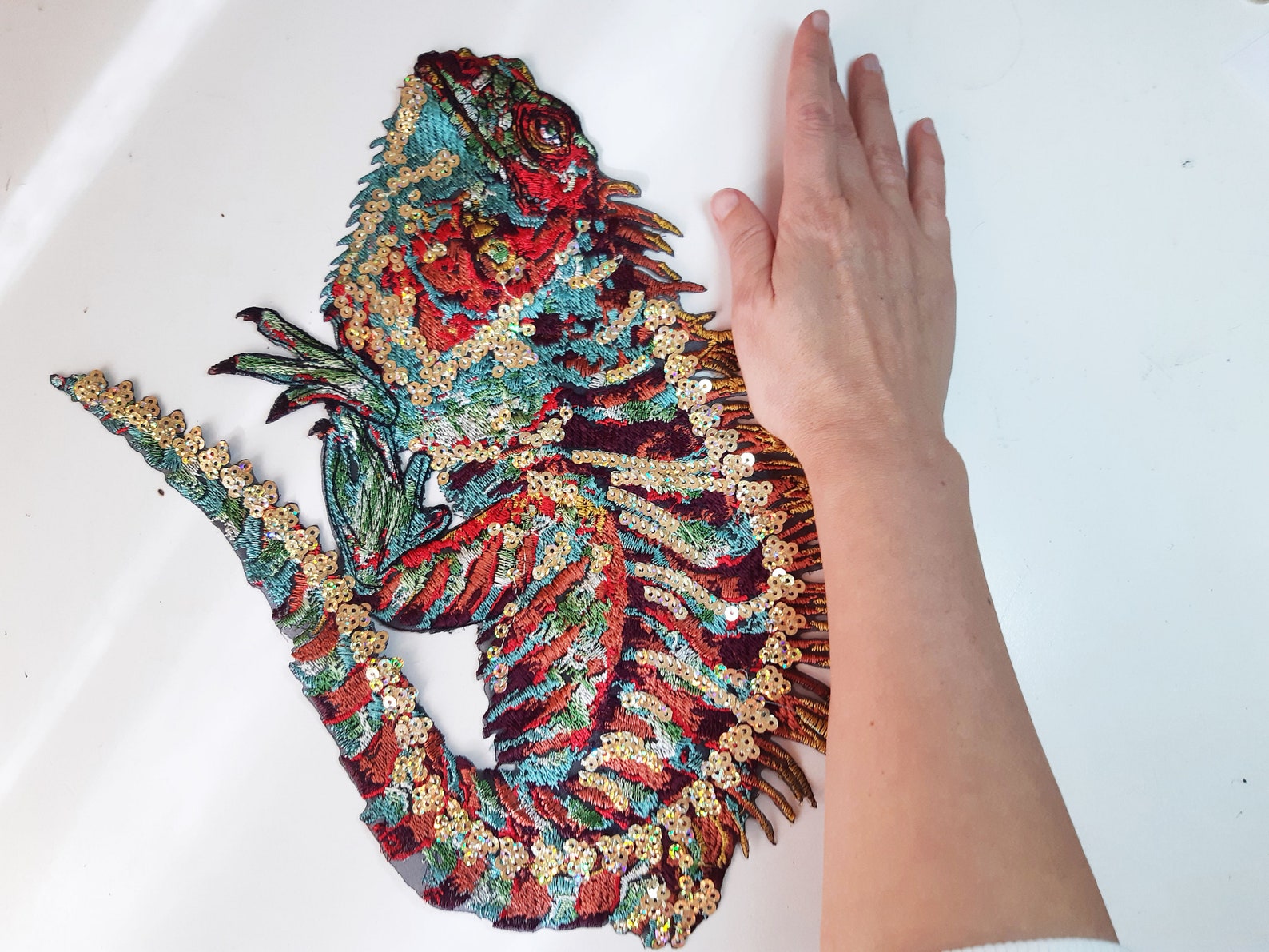 Moks299p Iguana Large Patch Embroidered Patch Fashion Patch | Etsy