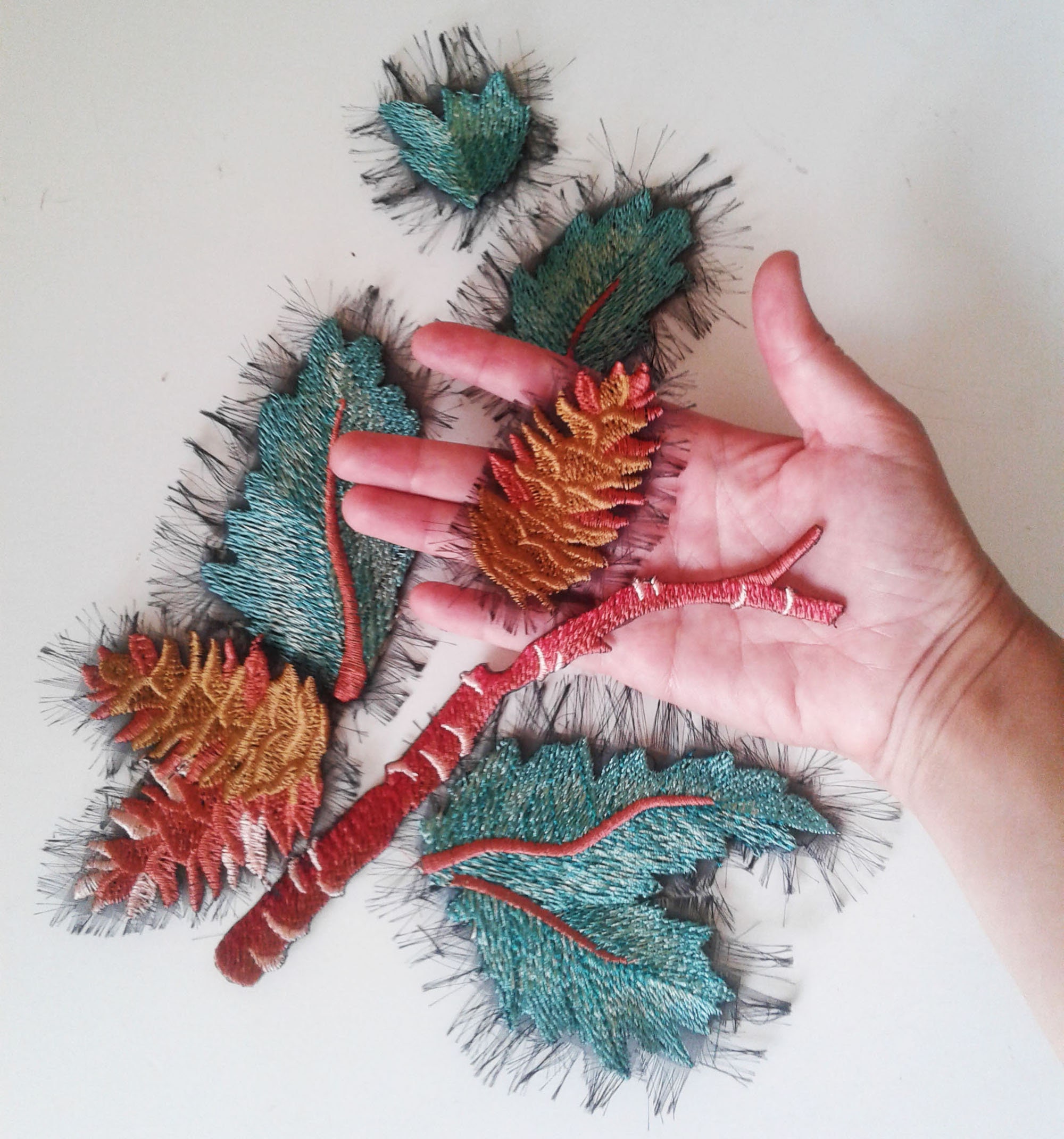 Moks243p Set patch Pine cones forest branch Embroidered | Etsy