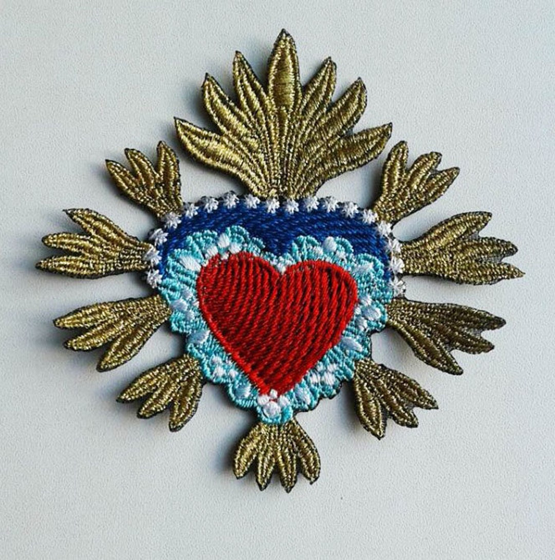 Moks120(p) Sacred Heart Milagro Embroidery Patch - Etsy