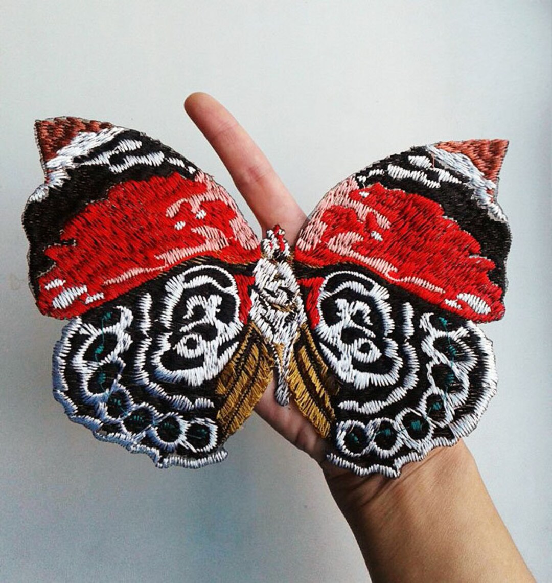 Moks107(p) Butterfly 88 Diaethria Anna (big) Insect Embroidered Patch ...