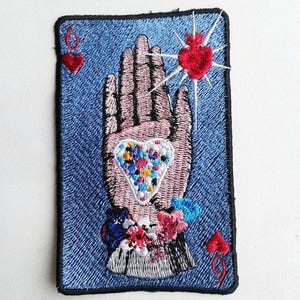 Moks82(p) Embroidered Patch Playing Card, Hearts in Hand, Victorian ...