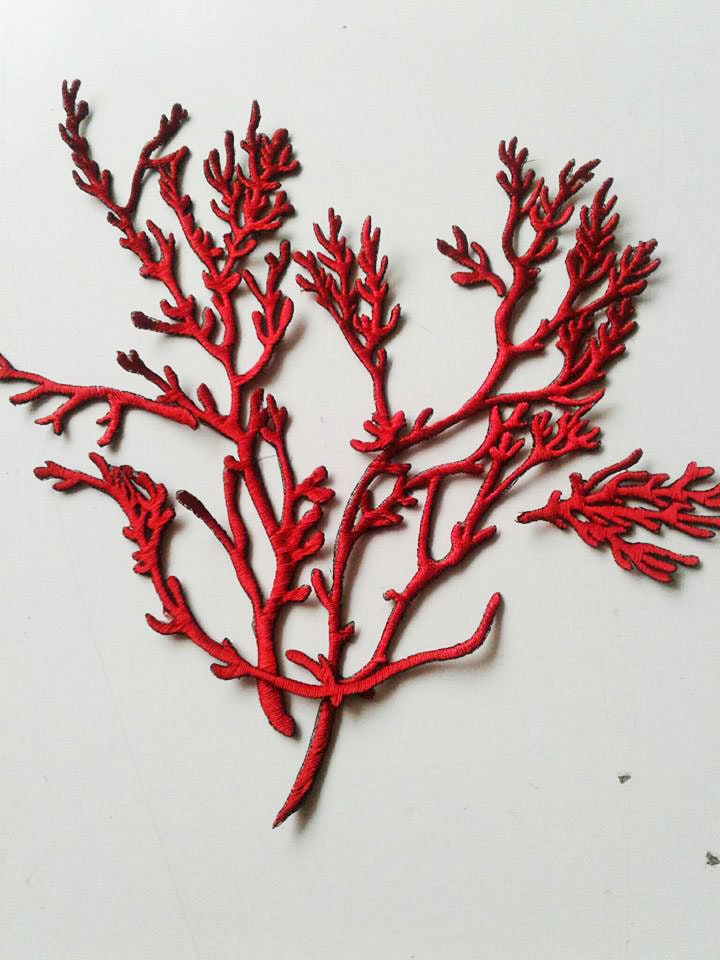 Moks156p Set of Red Coral Embroidered Patch - Etsy