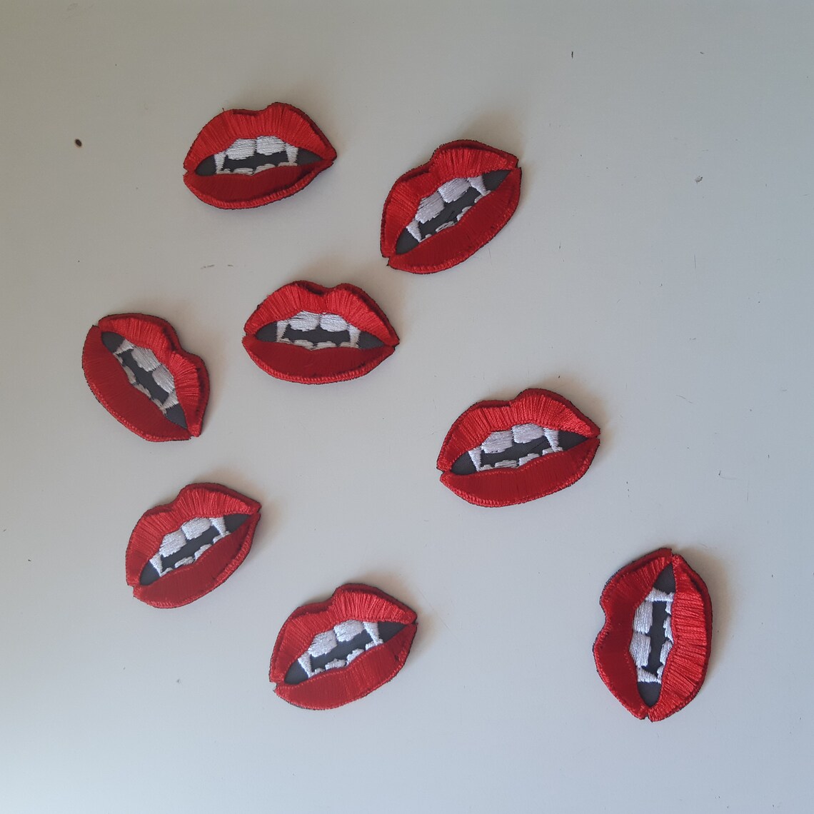 Moks369(p) Set 8 Pc Embroidery Lips Patches, Vampire Lips and Teeth, Lips Patches for Masks - Etsy