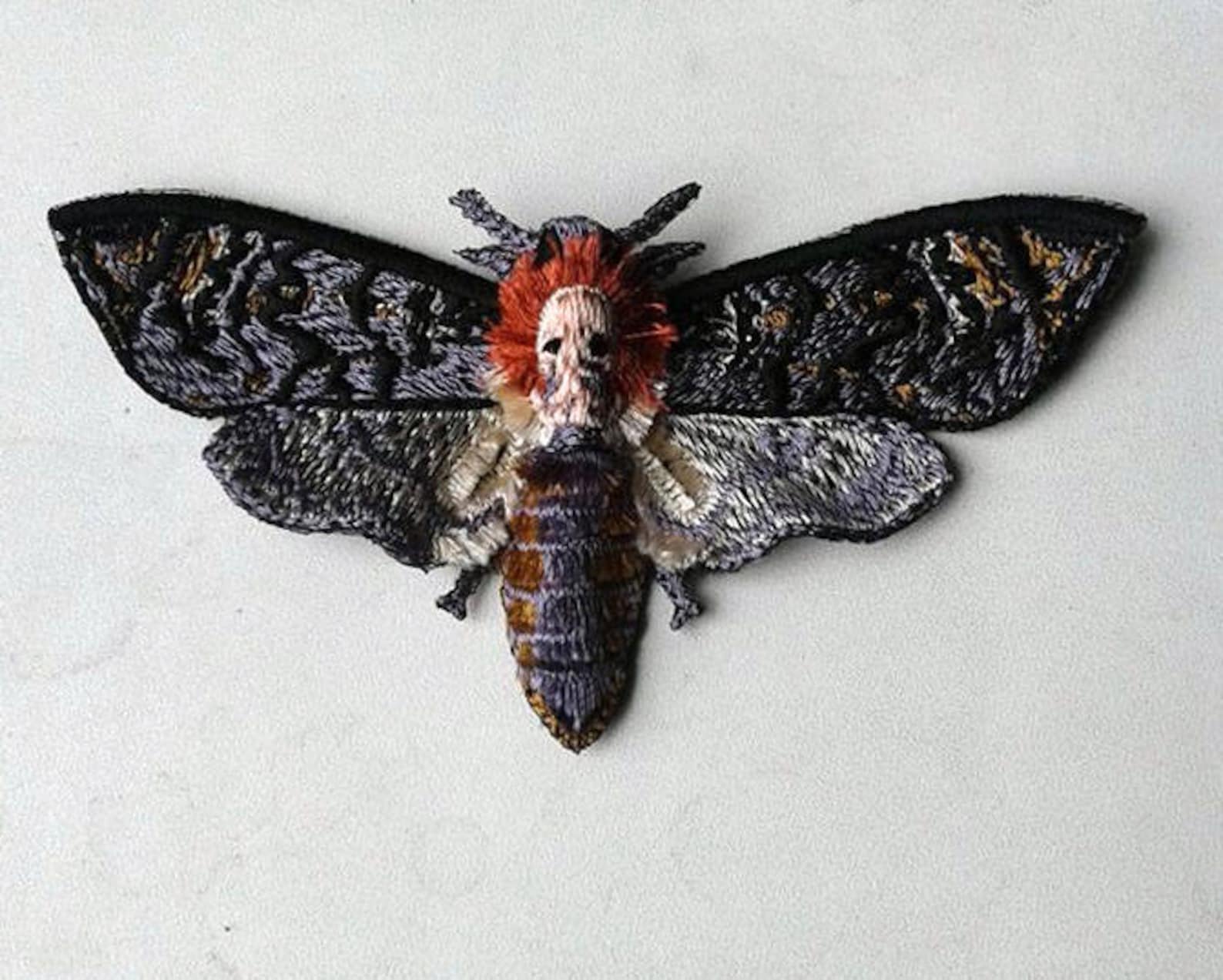 Moks58p Deathhead Moth Insect Embroidered Patch Hawkmoth - Etsy