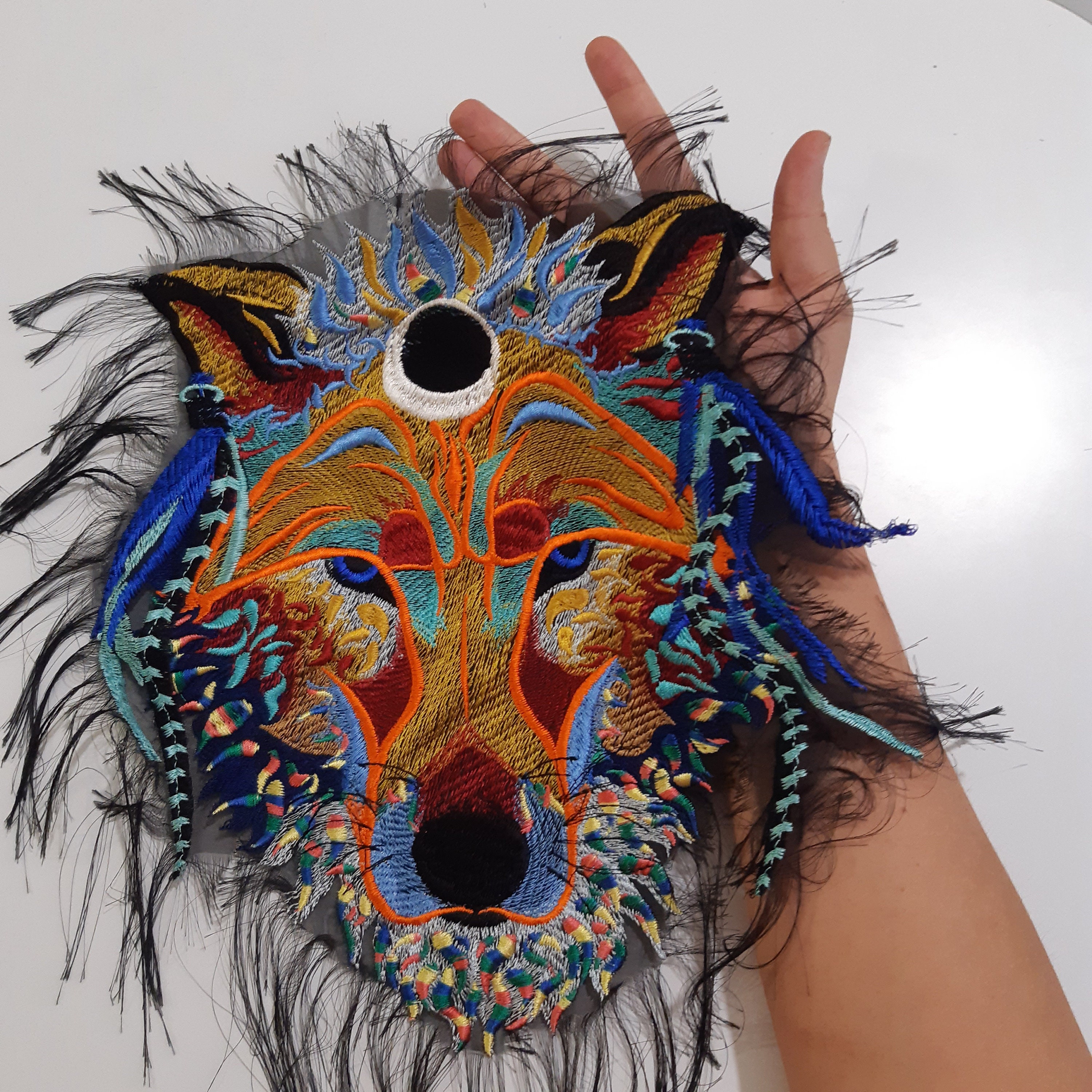 Moks499 Psychedelic Wolf Embroidery Patch Colorful Rainbow - Etsy UK