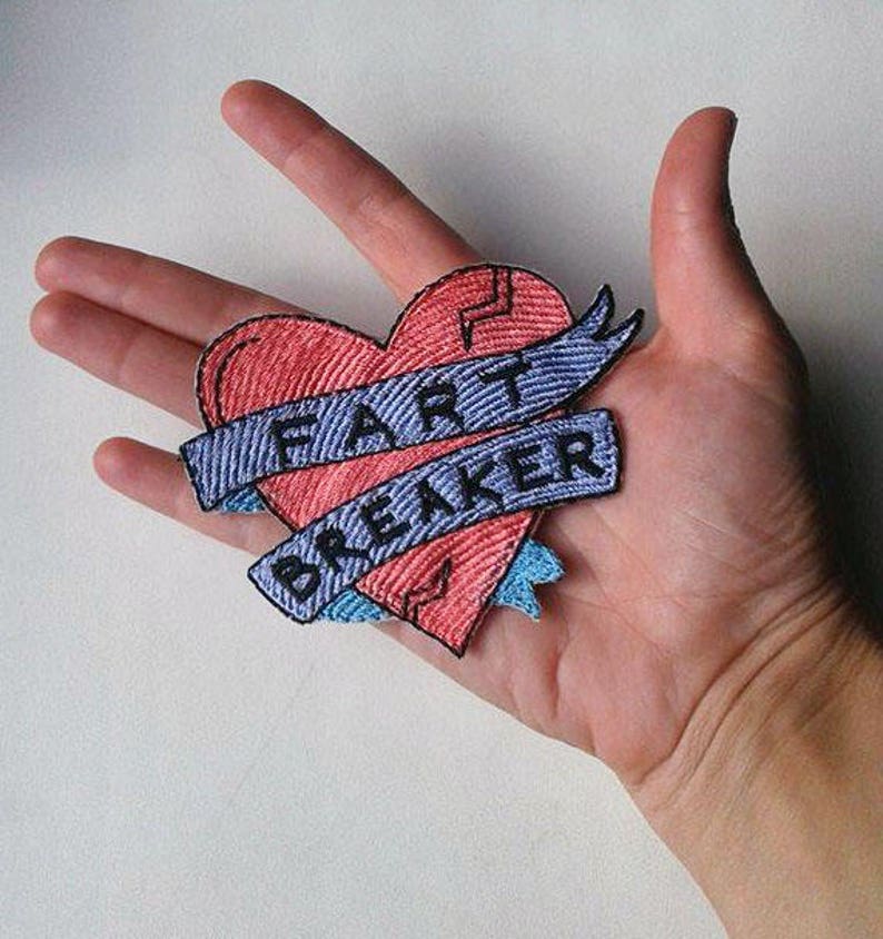 Moks41p fart breaker Hear Embroidered patches | Etsy