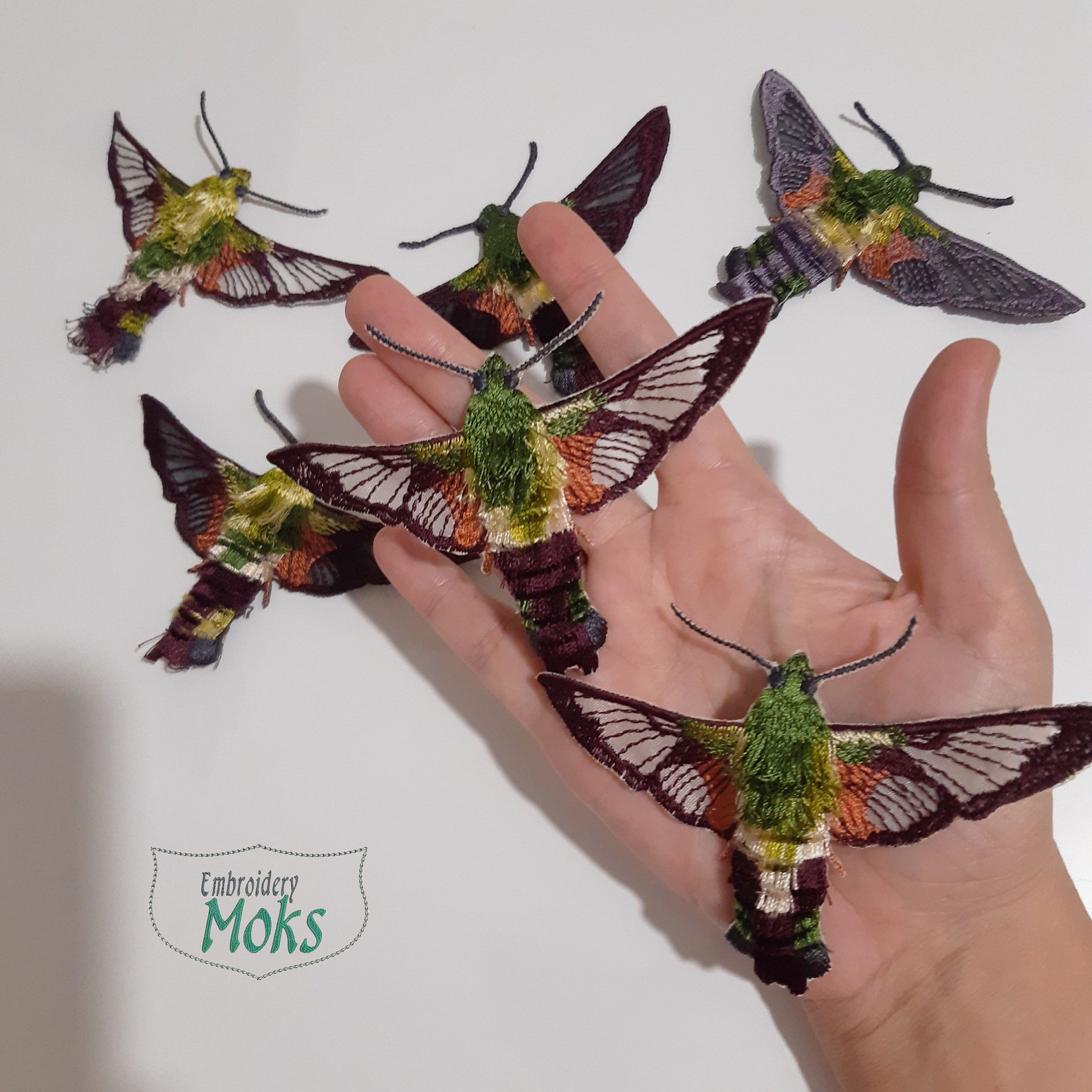 Moks364p Hummingbird Moth Embroidery Patch Bug Insect Wall - Etsy