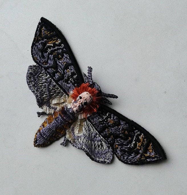 Moks58p Deathhead Moth Insect Embroidered Patch Hawkmoth - Etsy