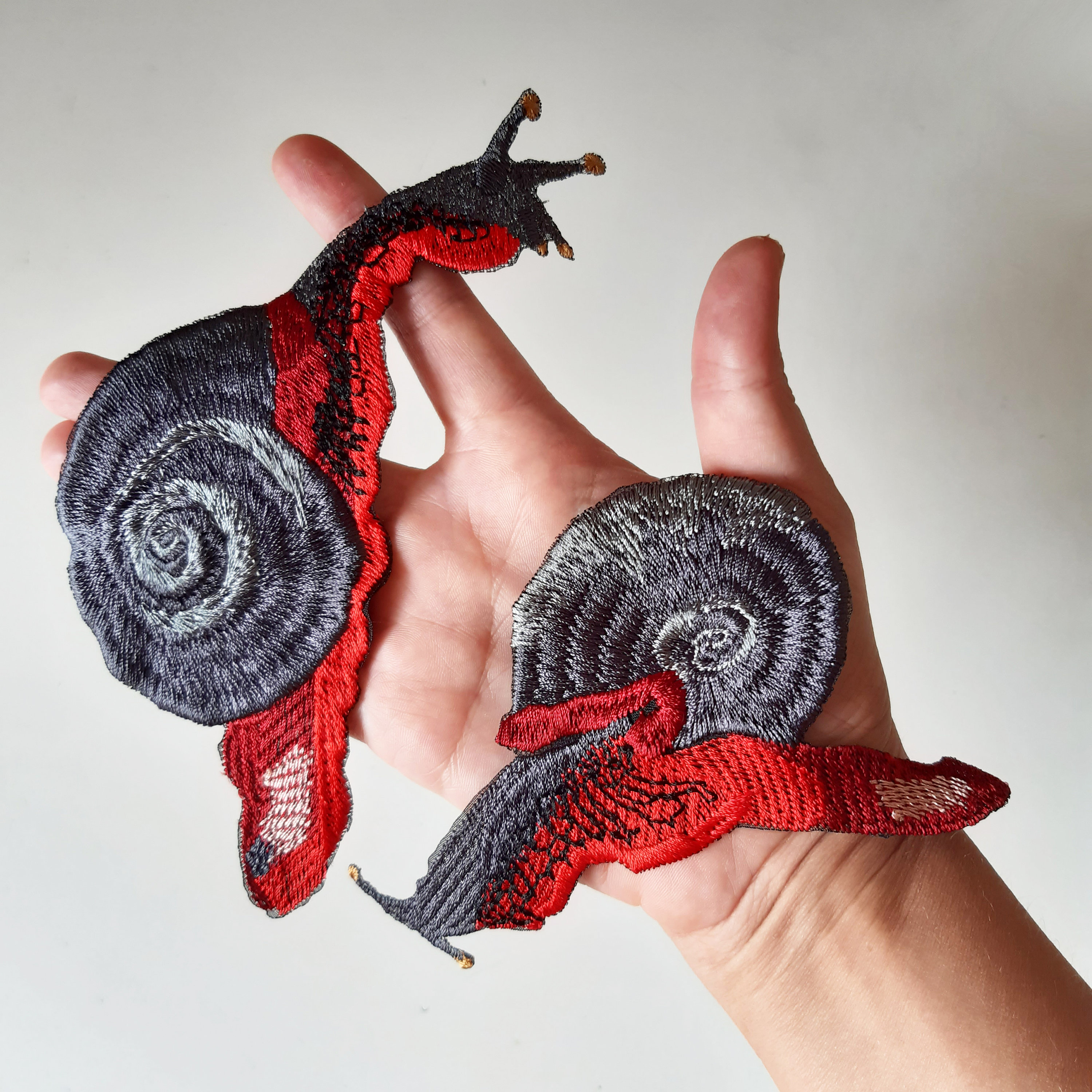 Moks483 two fire snail embroidery patch vampire snail shell | Etsy