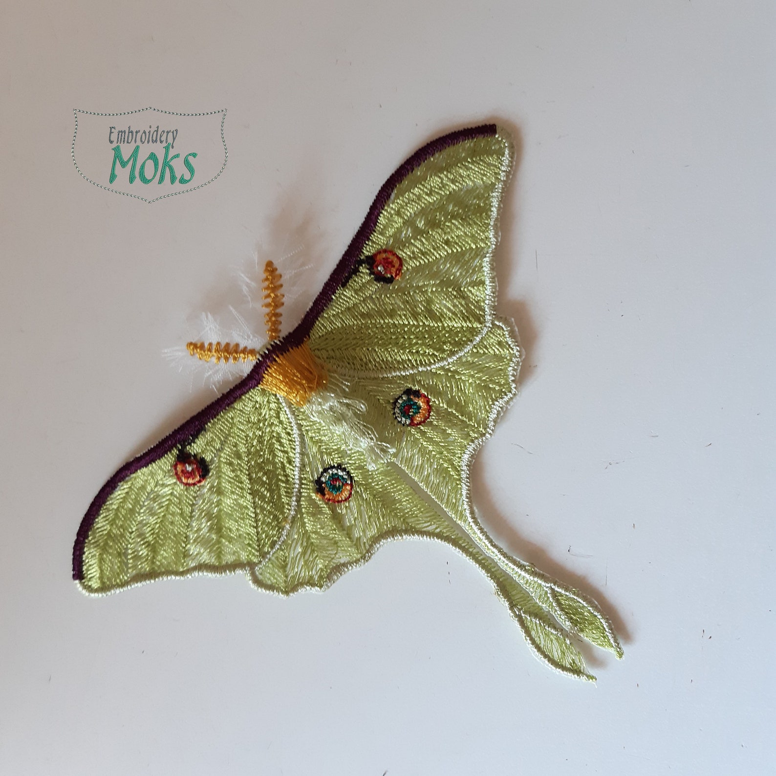 Moks373p Luna Moth Embroidery Patch Insect Entomology | Etsy