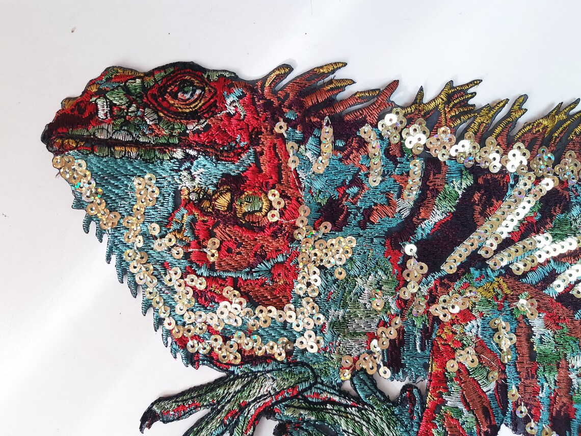 Moks299(p) Iguana Large Patch Embroidered Patch Fashion Patch - Etsy