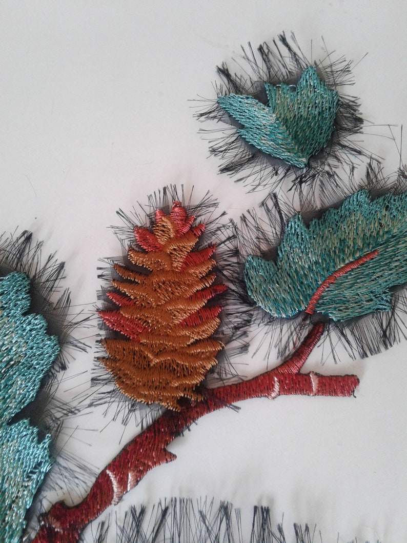 Moks243p Set patch Pine cones forest branch Embroidered | Etsy