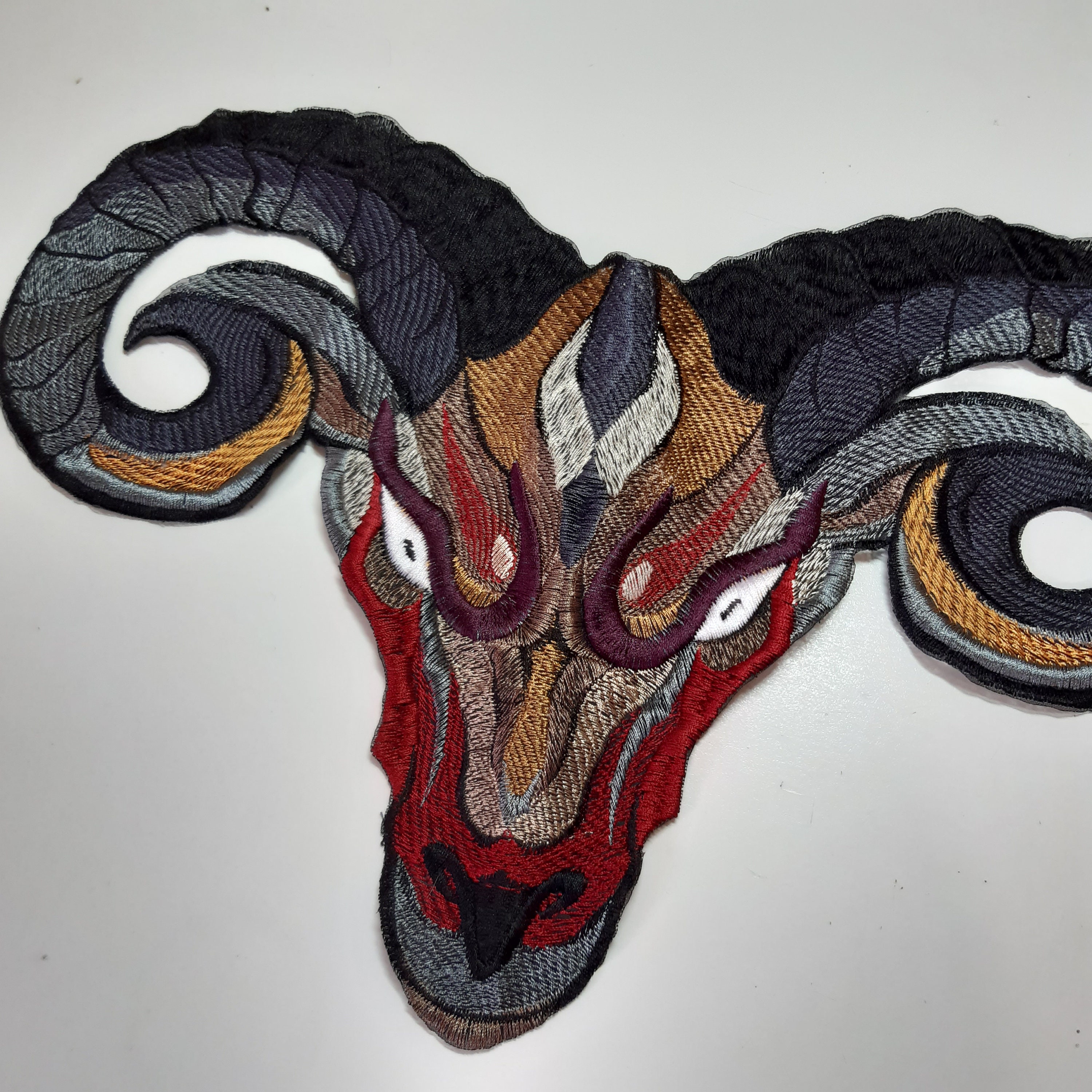 Moks406p Ram embroidered patch Head patch Animal large | Etsy