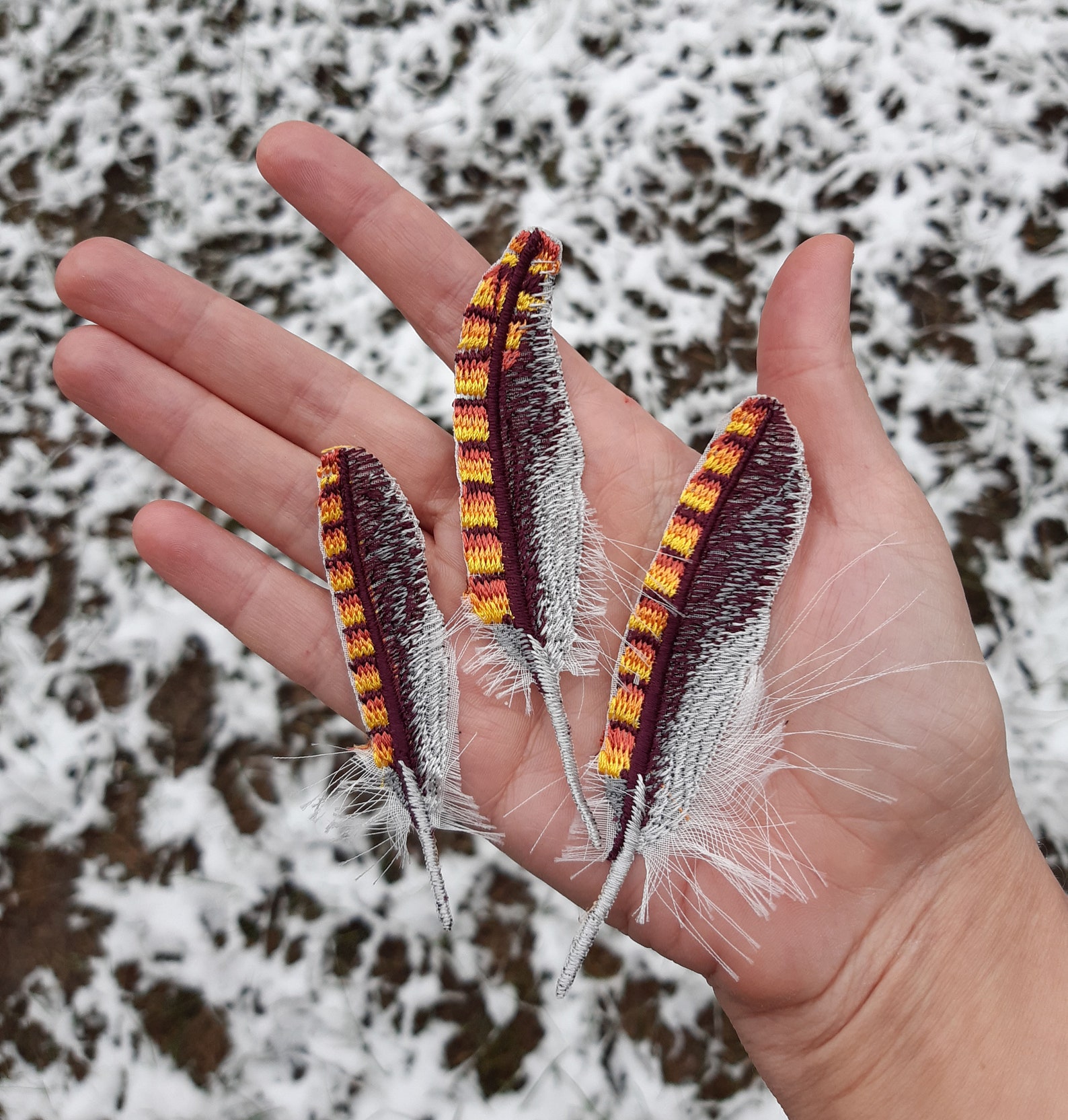 Moks272p Set of Feathers Patches Embroidered Patch | Etsy