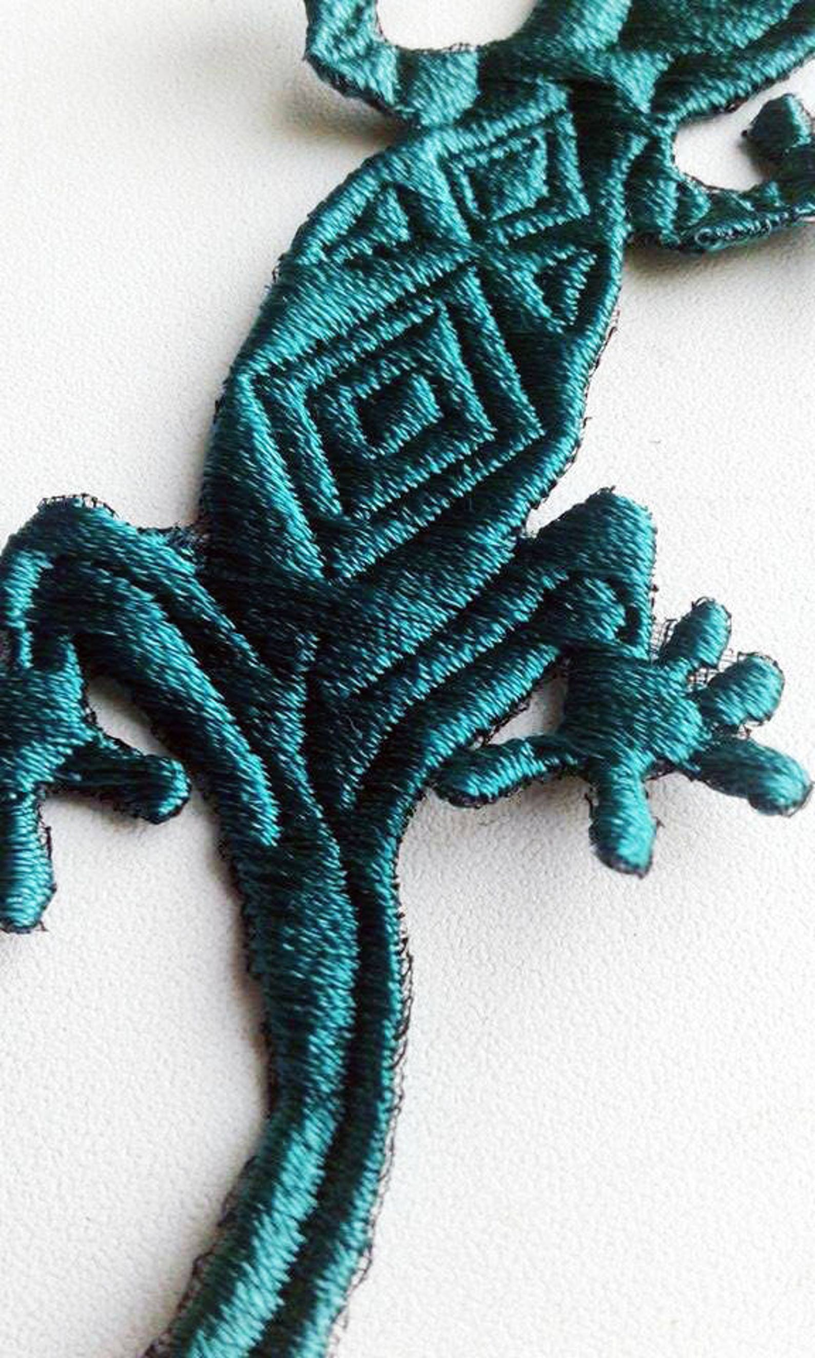 Moks52(p) Emerald Lizard Embroidery Patch, Gecko Patch - Etsy