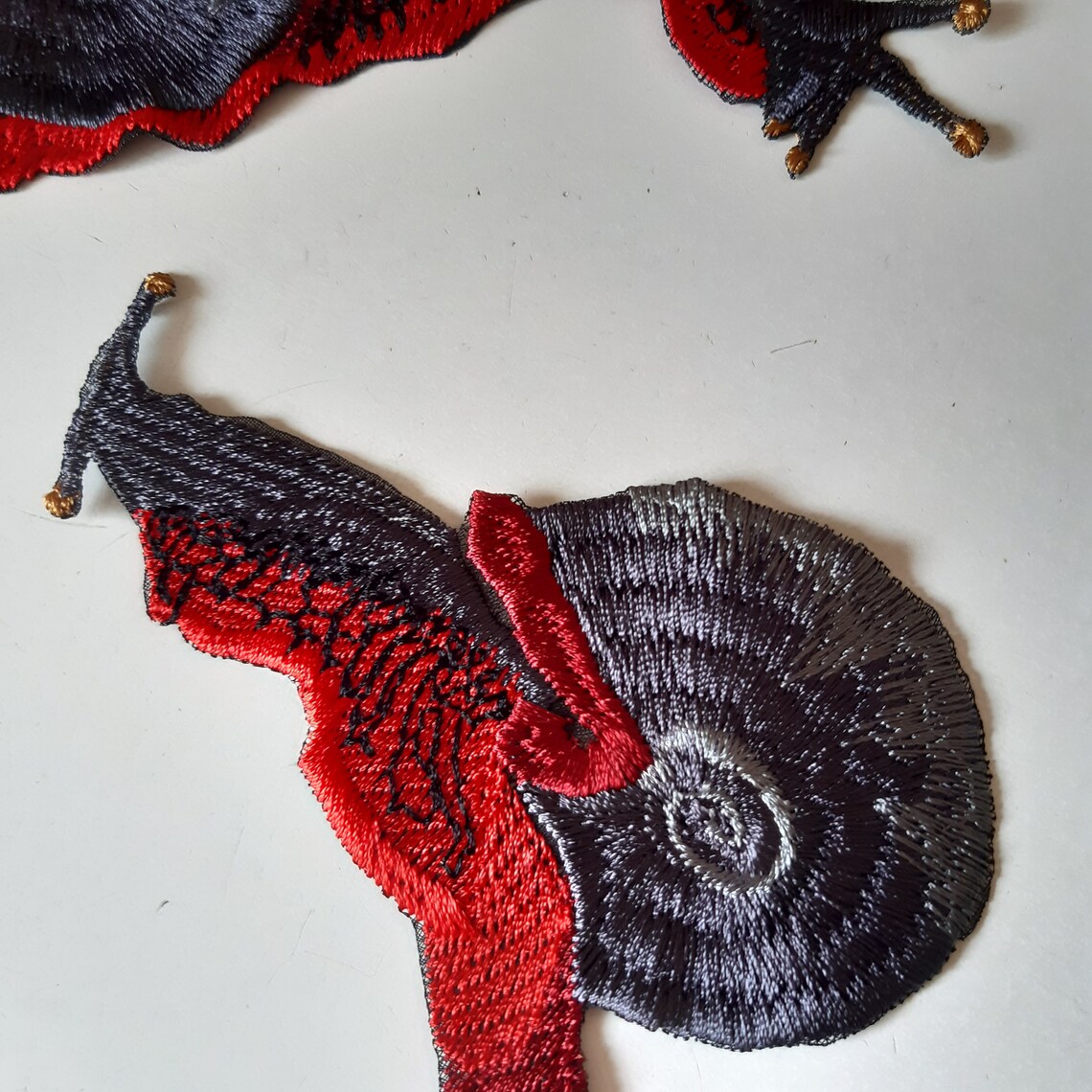 Moks483 Two Fire Snail Embroidery Patch, Vampire Snail, Shell Large Patch, Animal Patch - Etsy