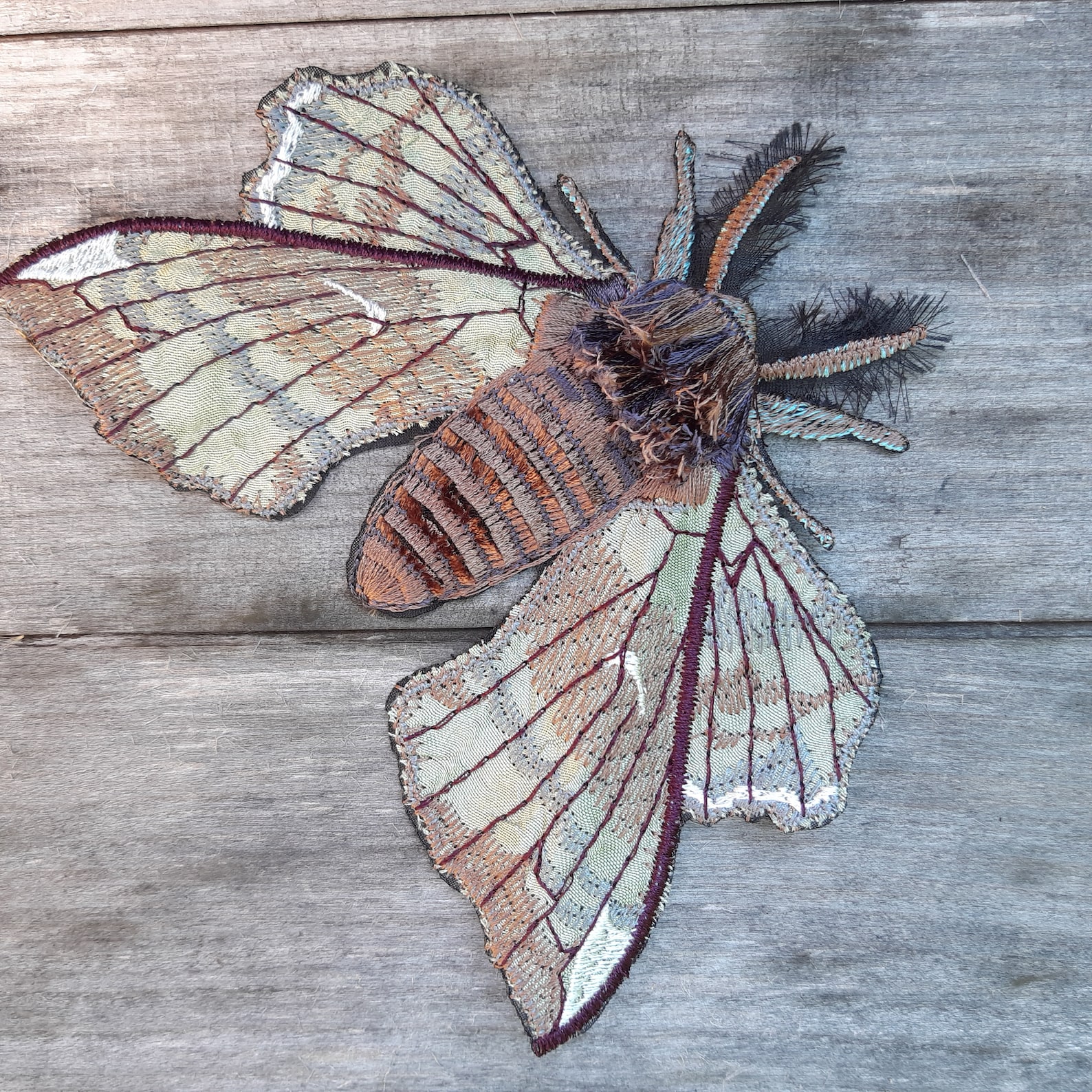 Moks518 Gray Hawk Moth Poplar Hawk Embroidered Patch | Etsy