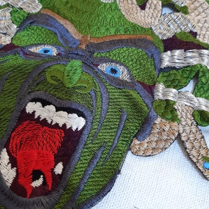 Moks296(p) Monster Head Embroidered Patch, Gorgon Jellyfish Horror ...