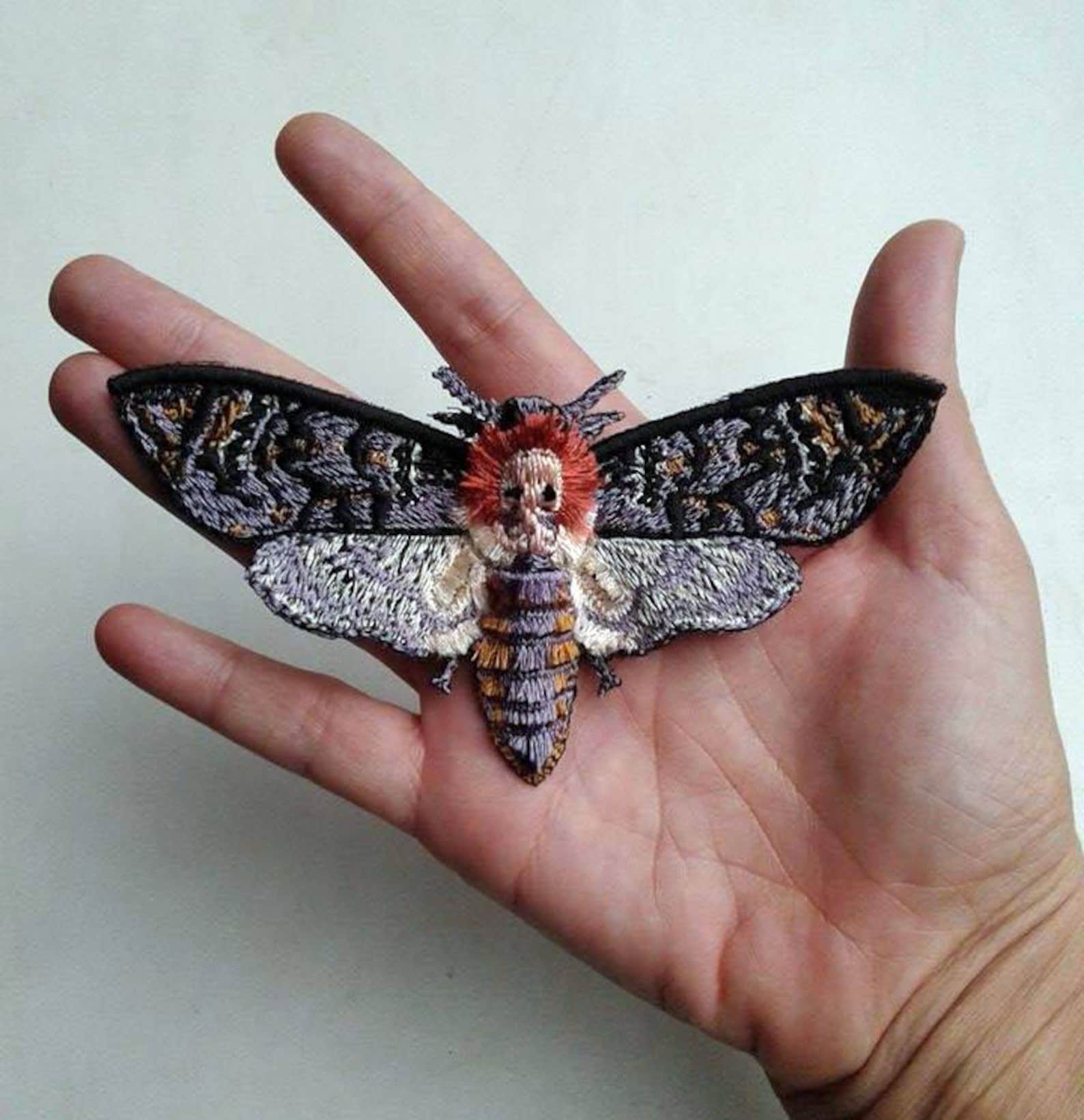 Moks58p Deathhead Moth Insect Embroidered Patch Hawkmoth - Etsy