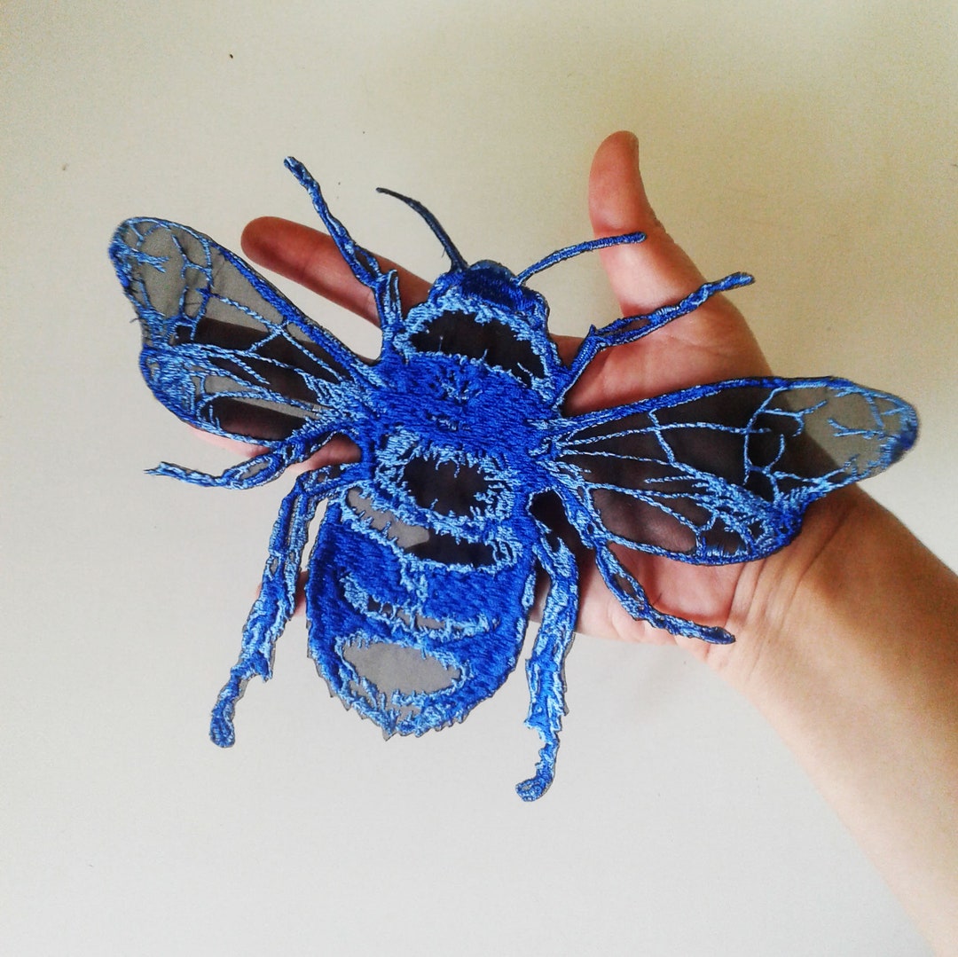 Moks262(p) Blue Bee Large Embroidered Patch - Etsy