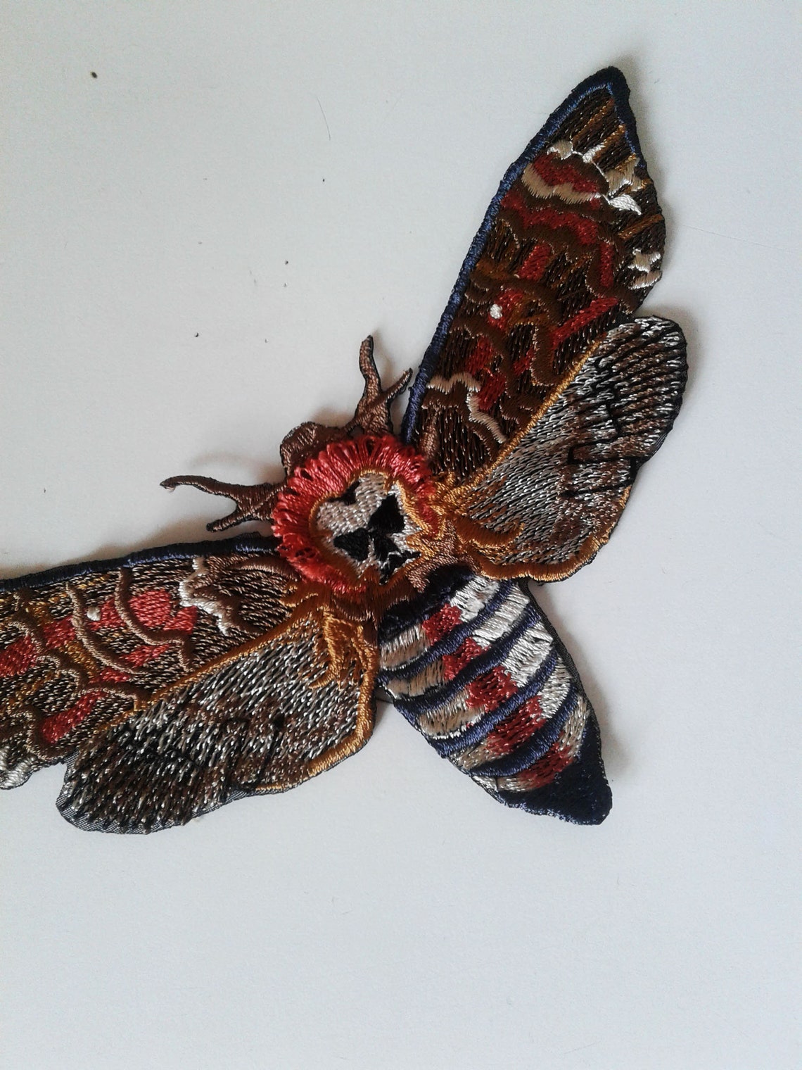 Moks245p moth dead head embroidered patch hawkmoth | Etsy