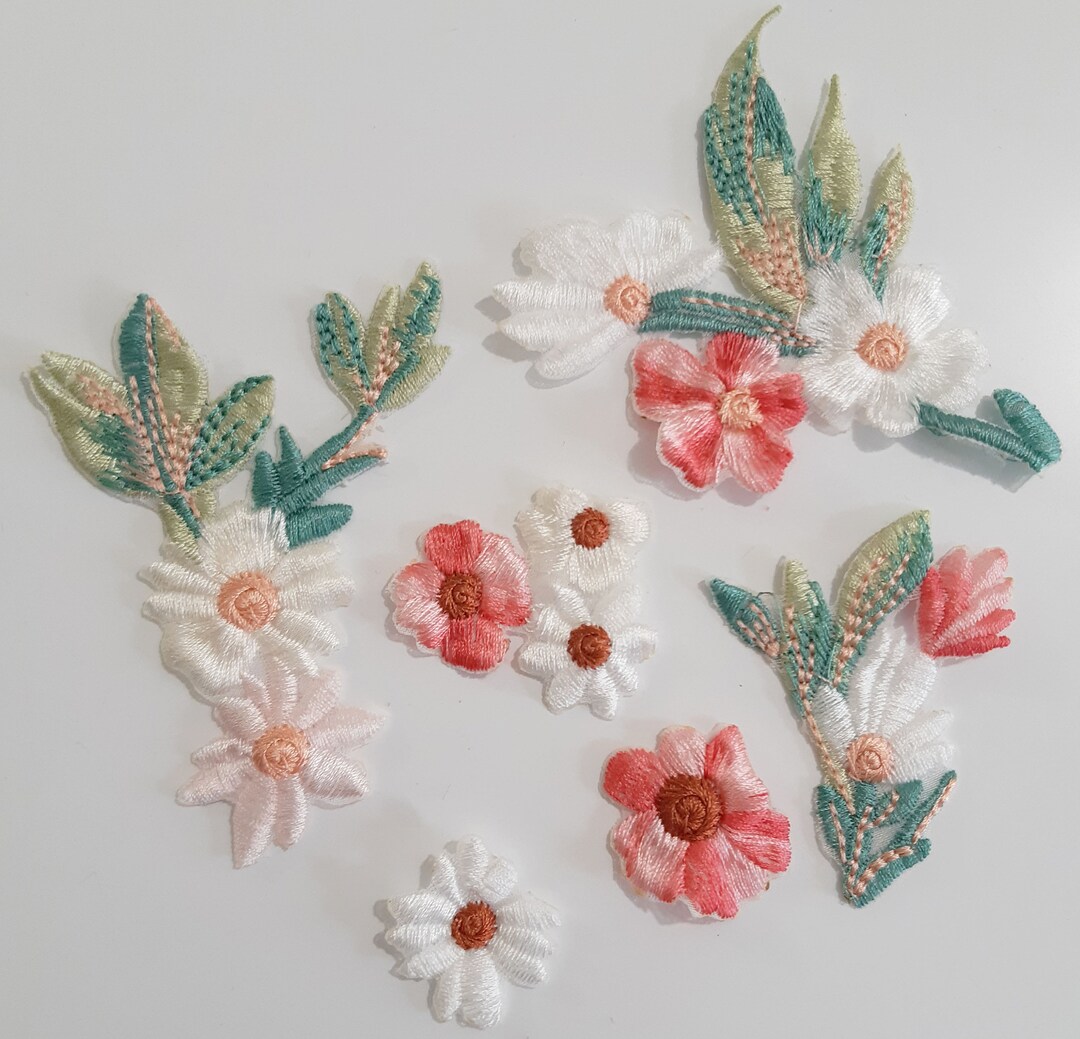 Moks431(p) 6 Pieces Set Pink Flowers Embroidered Patches - Etsy