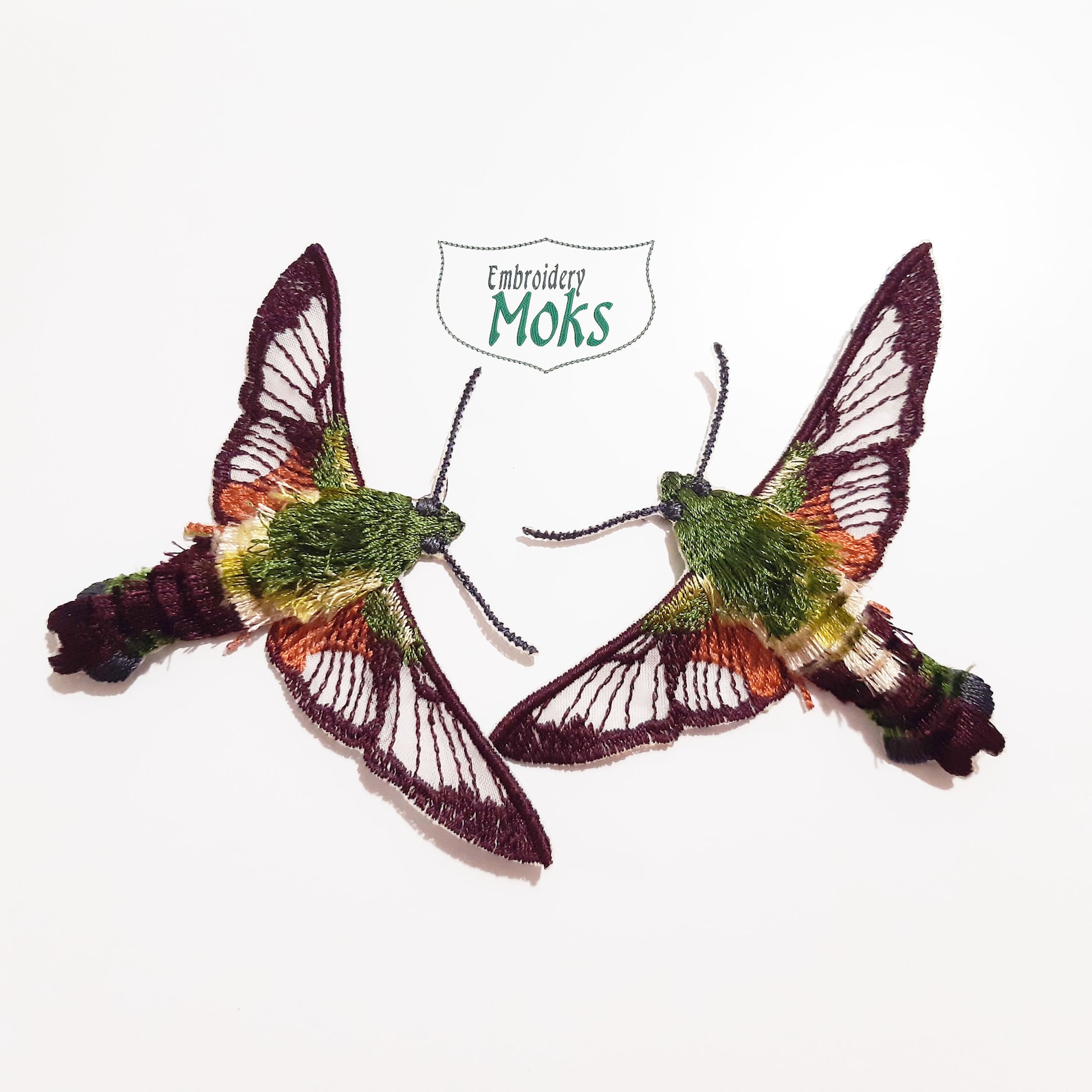 Moks364p Hummingbird Moth Embroidery Patch Bug Insect Wall - Etsy