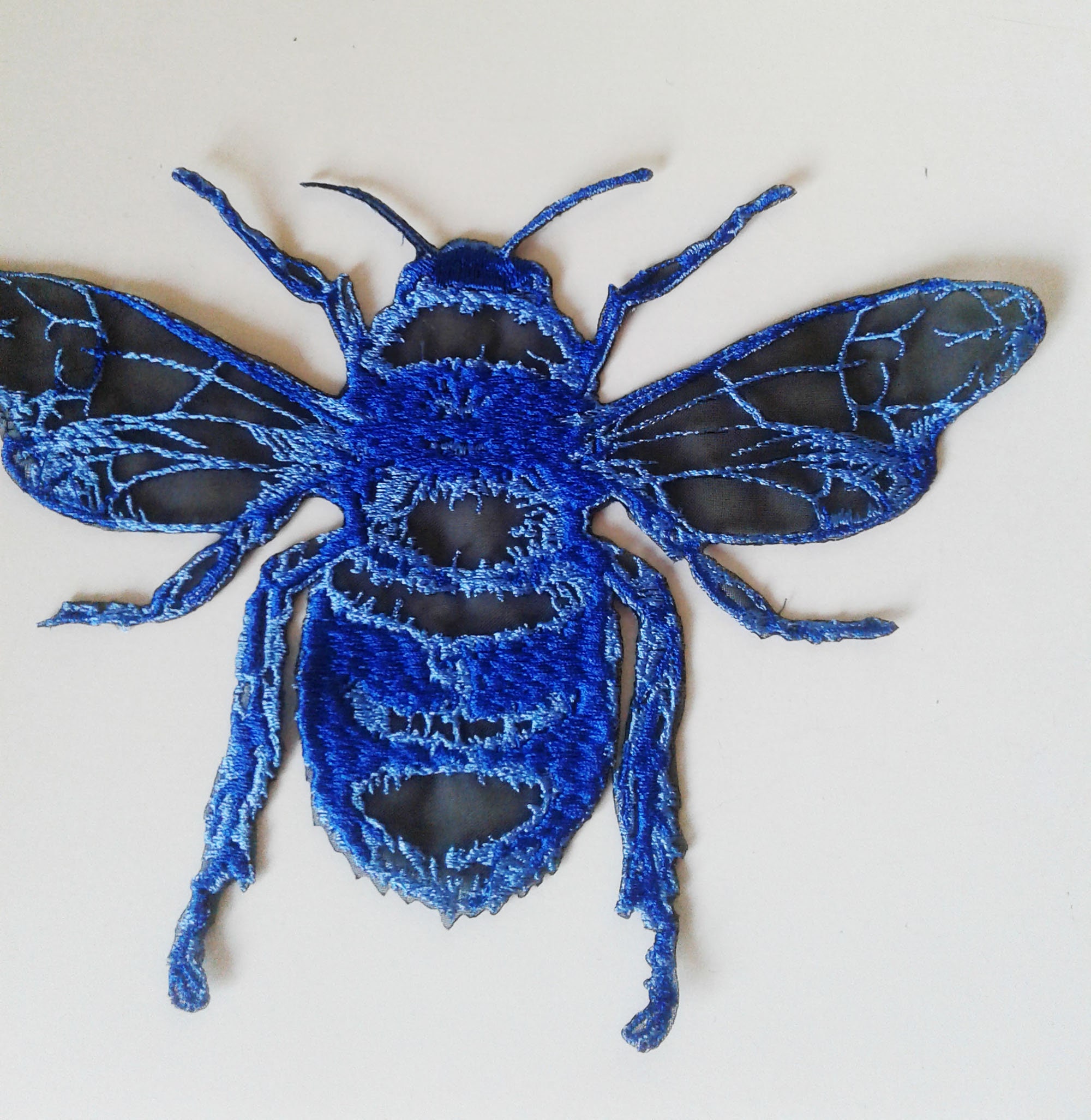 Moks262(p) Blue Bee Large Embroidered Patch - Etsy