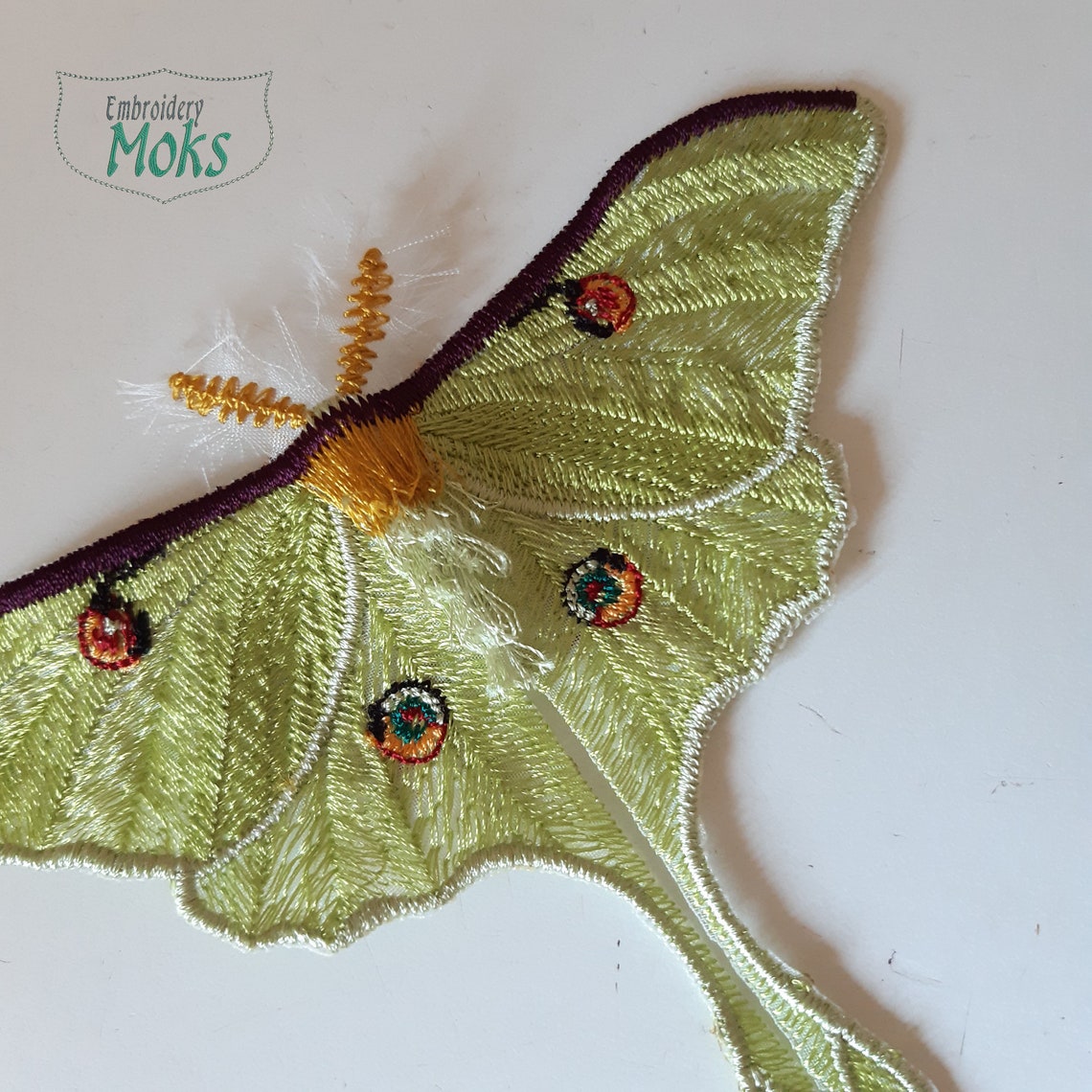 Moks373p Luna Moth Embroidery Patch Insect Entomology | Etsy