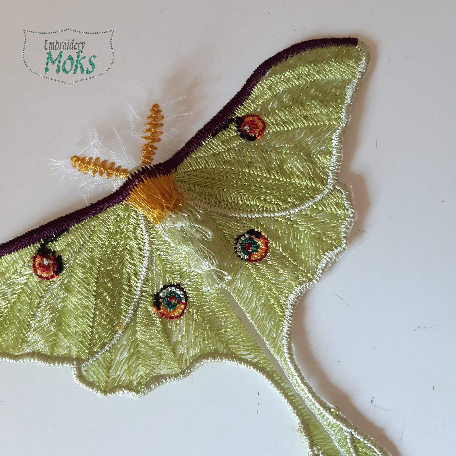 Moks373p Luna Moth Embroidery Patch Insect Entomology | Etsy