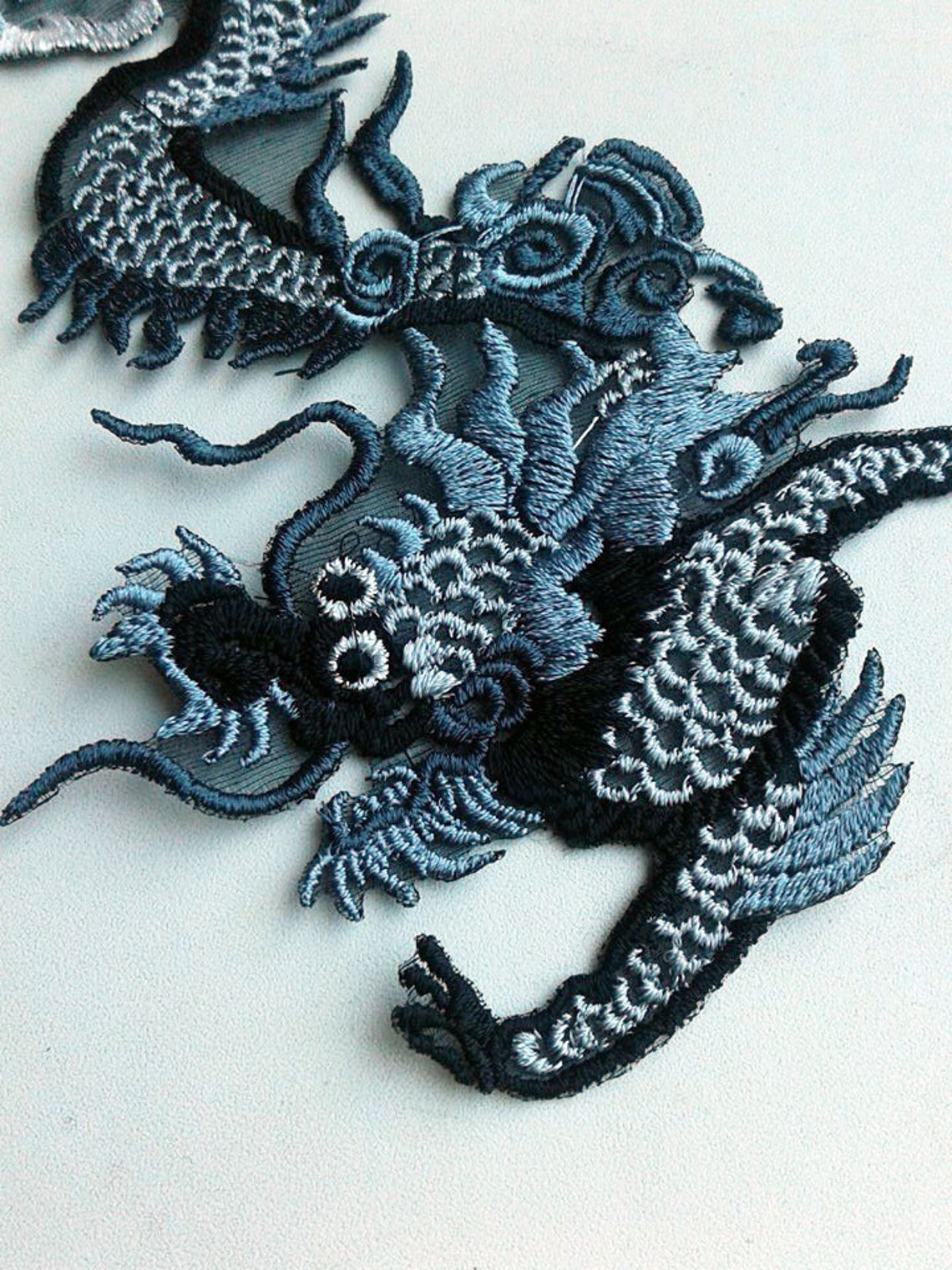 Moks92p Gray Dragon Embroidered Patch - Etsy
